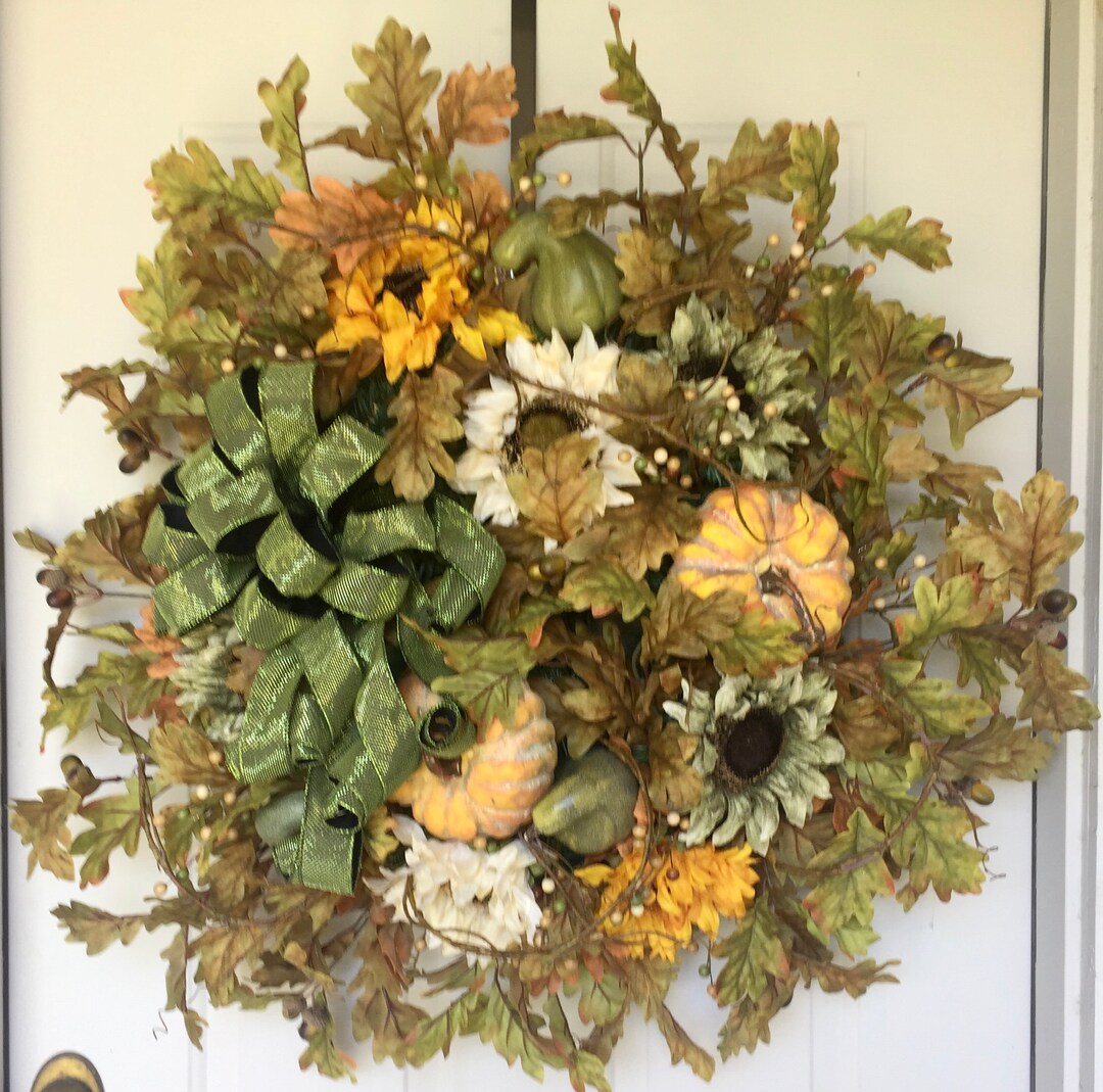 Fall Greenery Wreath, Everyday Decor, Wedding Gift, Thanksgiving Door ...