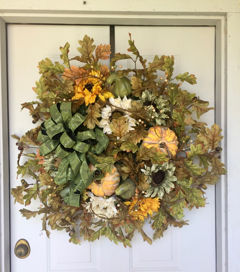 Fall Greenery Wreath, Everyday Decor, Wedding Gift, Thanksgiving Door ...