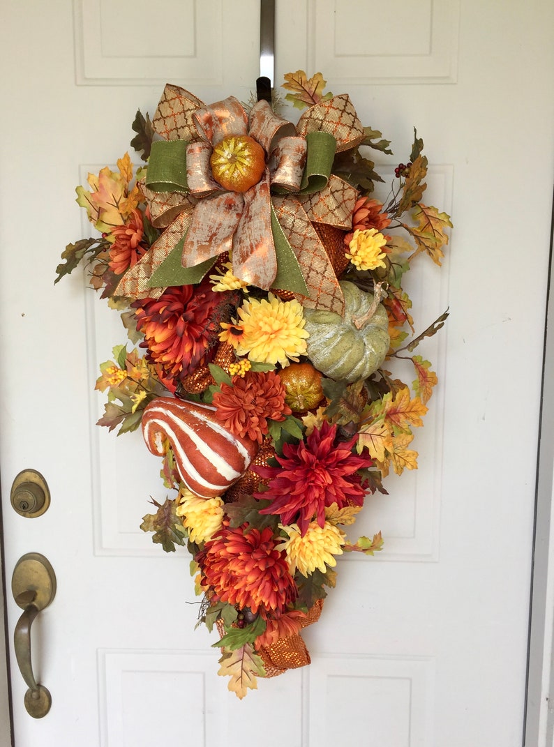 Fall Floral, Floral Swag, Thanksgiving Swag, Fall Door Decor ...
