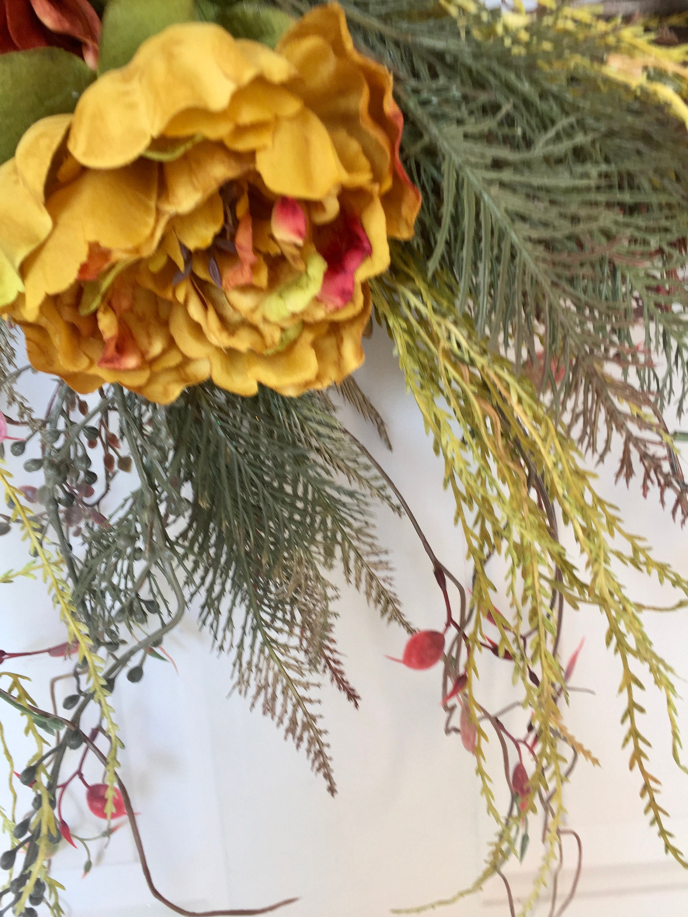 Fall Floral Wreath, Greenery Wreath, Floral Everyday Wreath, Grapevine ...