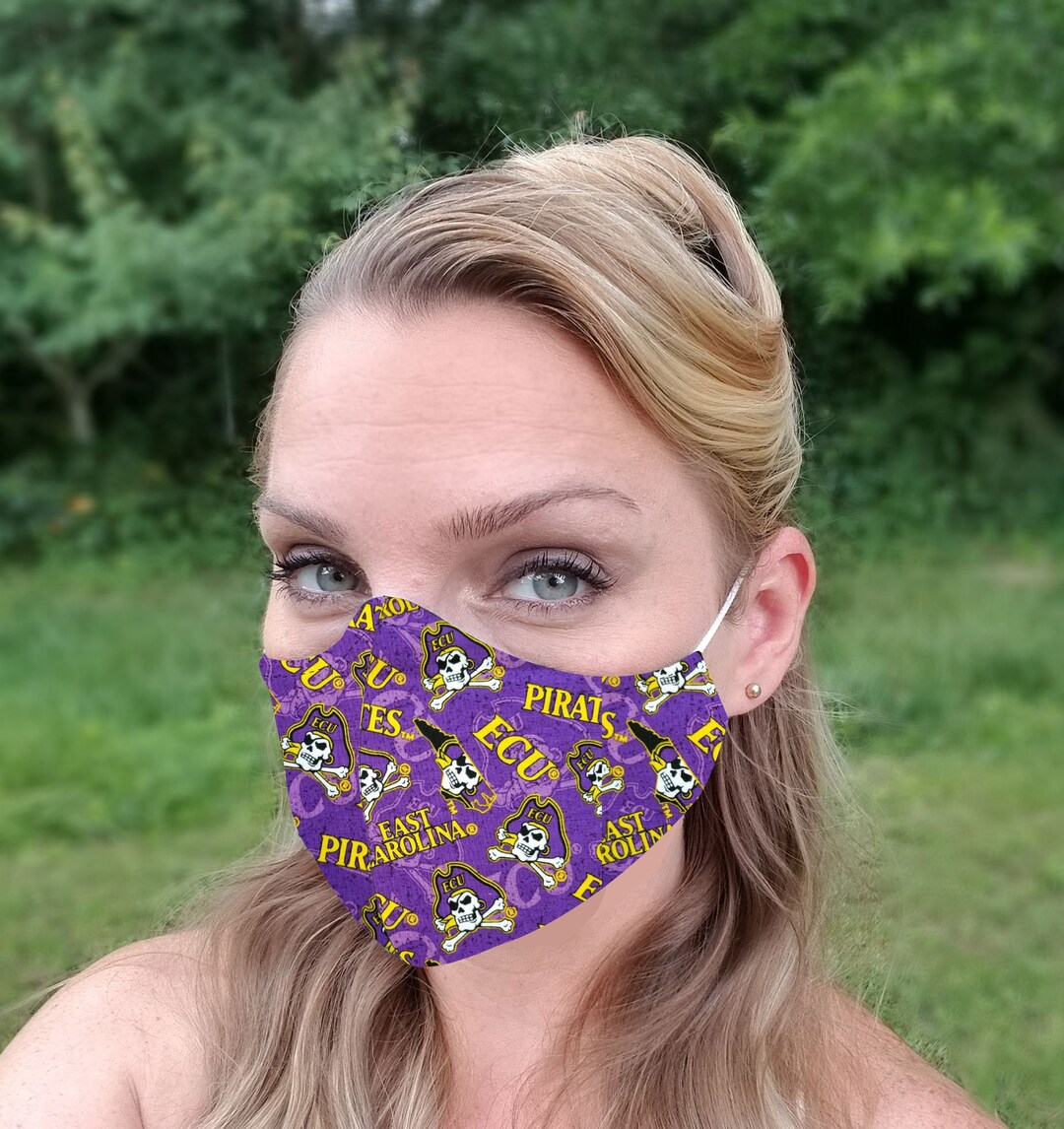 ECU Mask, College Sports Mask, Fitted Mask, Reversible (wht), Nose Wire ...