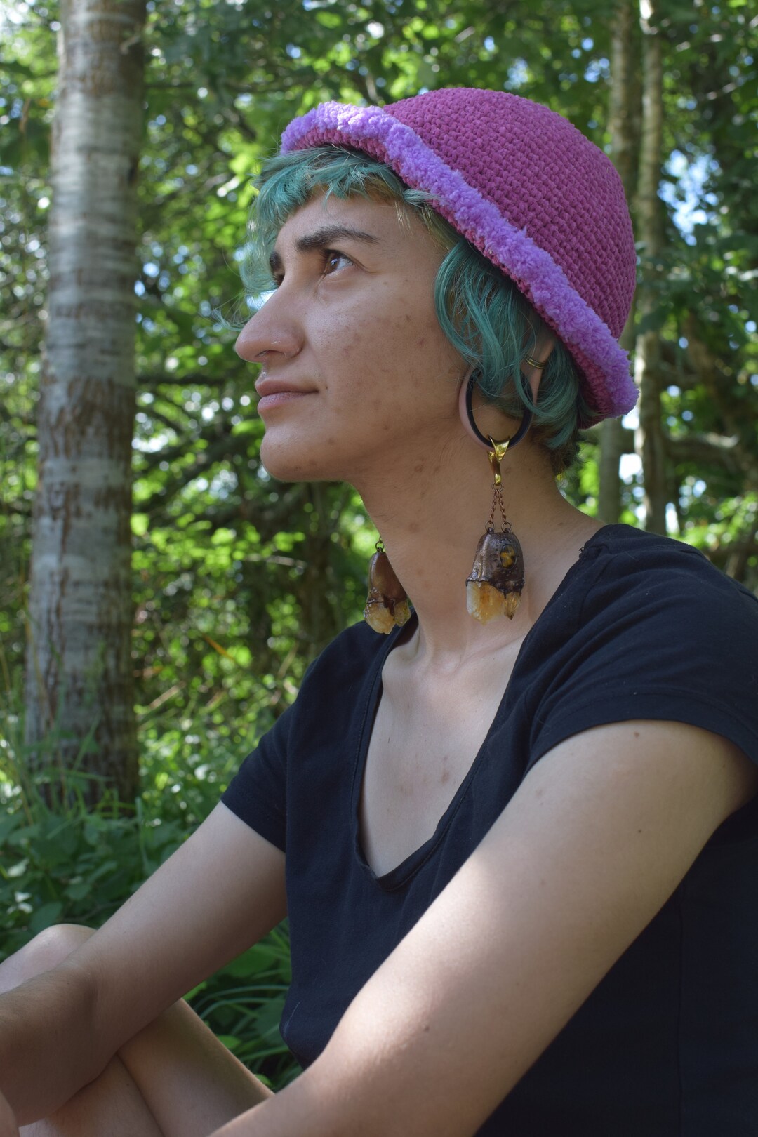 Eimerhut, Samtkübel Heu, Samthut, Funky Bucket Hat, häkeln Eimer Hut ...