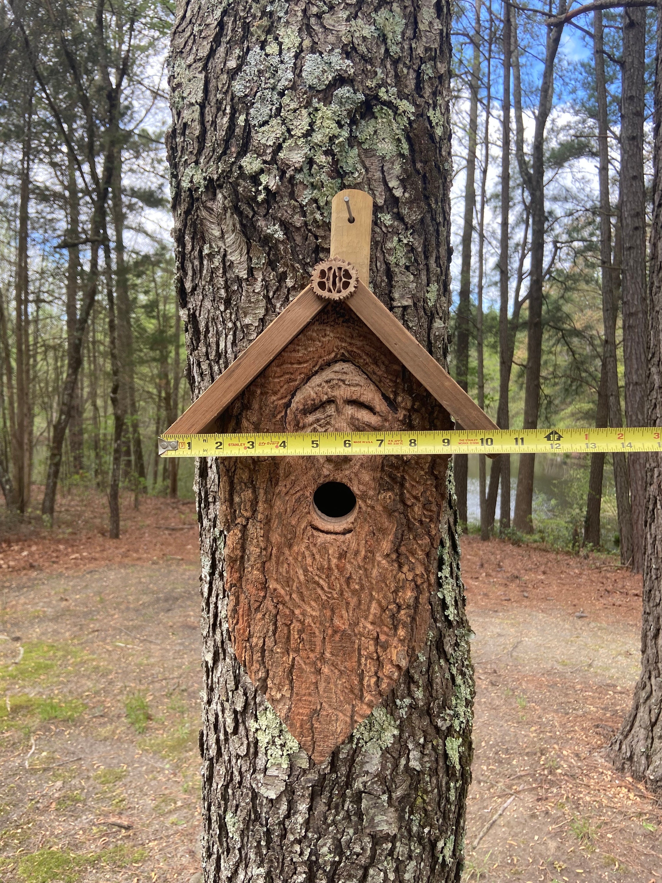 Hand Carved Woodspirit Rustic Wood Birdhouse With Walnut Cross Section ...