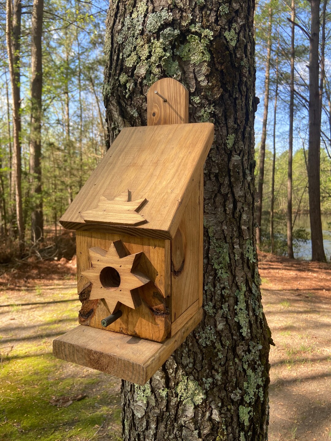 Handmade Rustic Birdhouse With Reclaimed Wood & Rising Sun ...