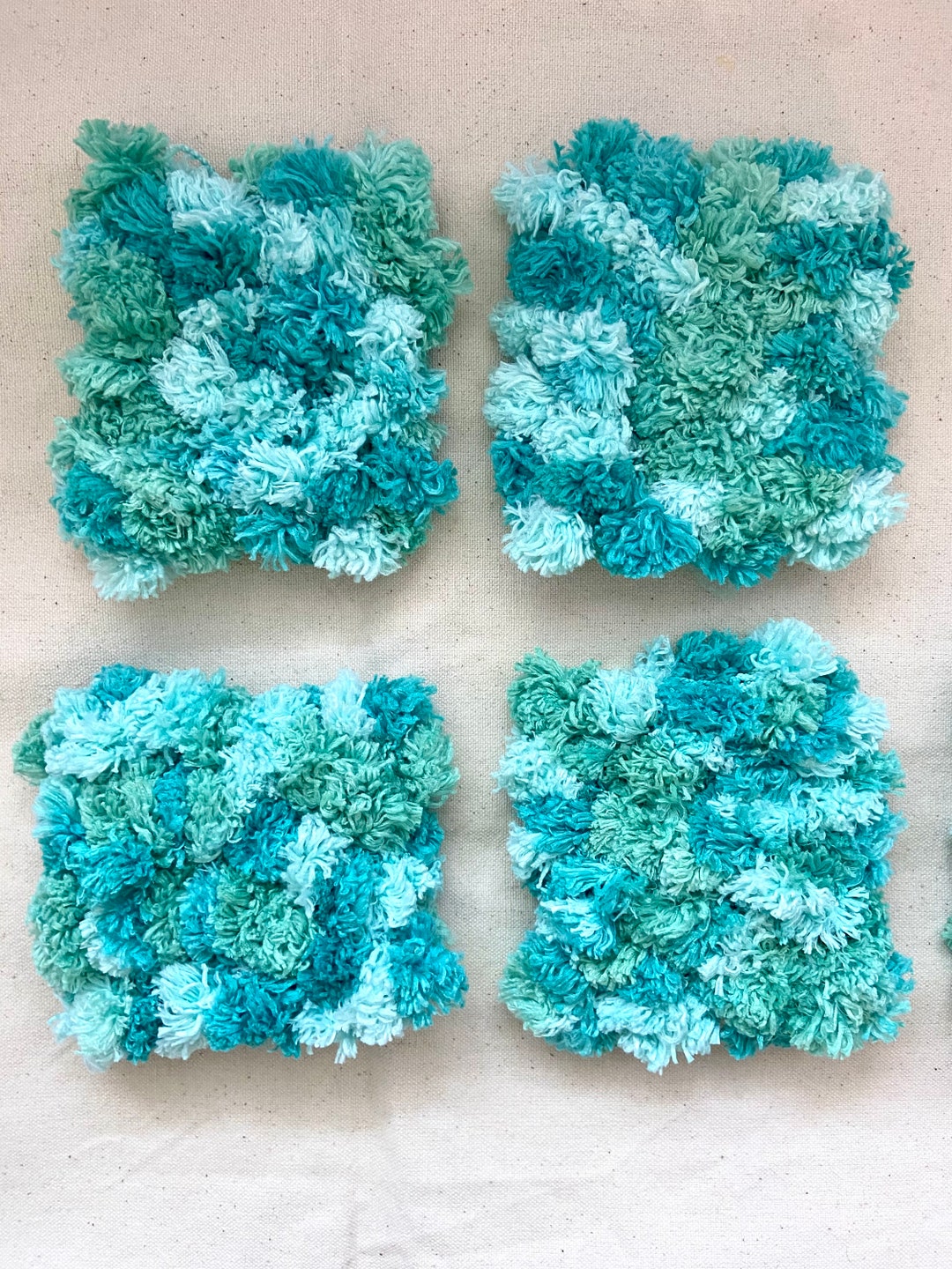 Y2k Coasters Fun Fluffy Pom Pom Knit Coasters Fuzzy - Etsy