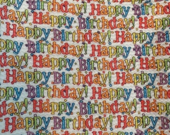 Happy Birthday Print Fabric - Etsy