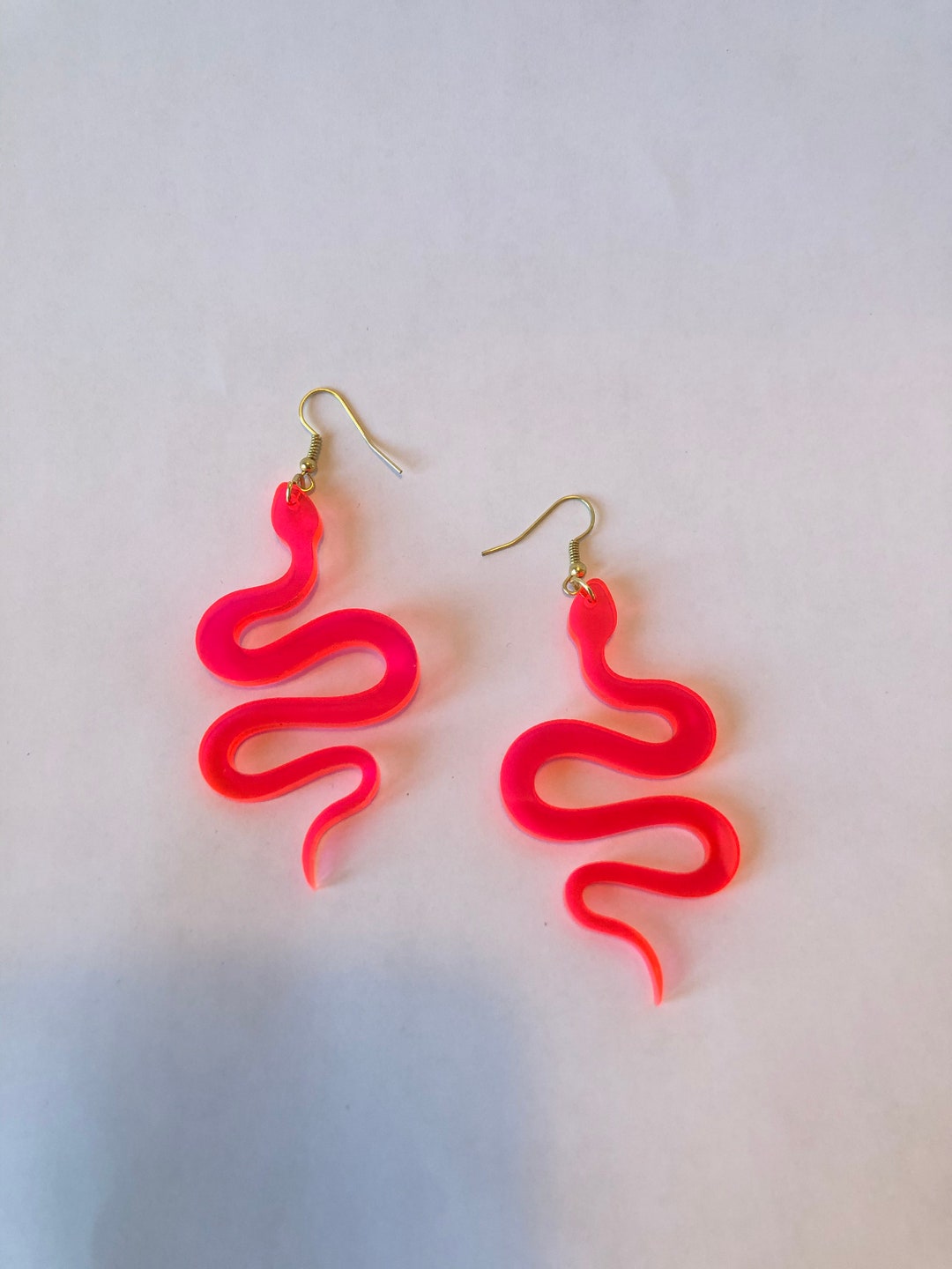 Neon Pink Snake Earrings - Etsy