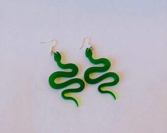 Green Snake Earrings - Etsy