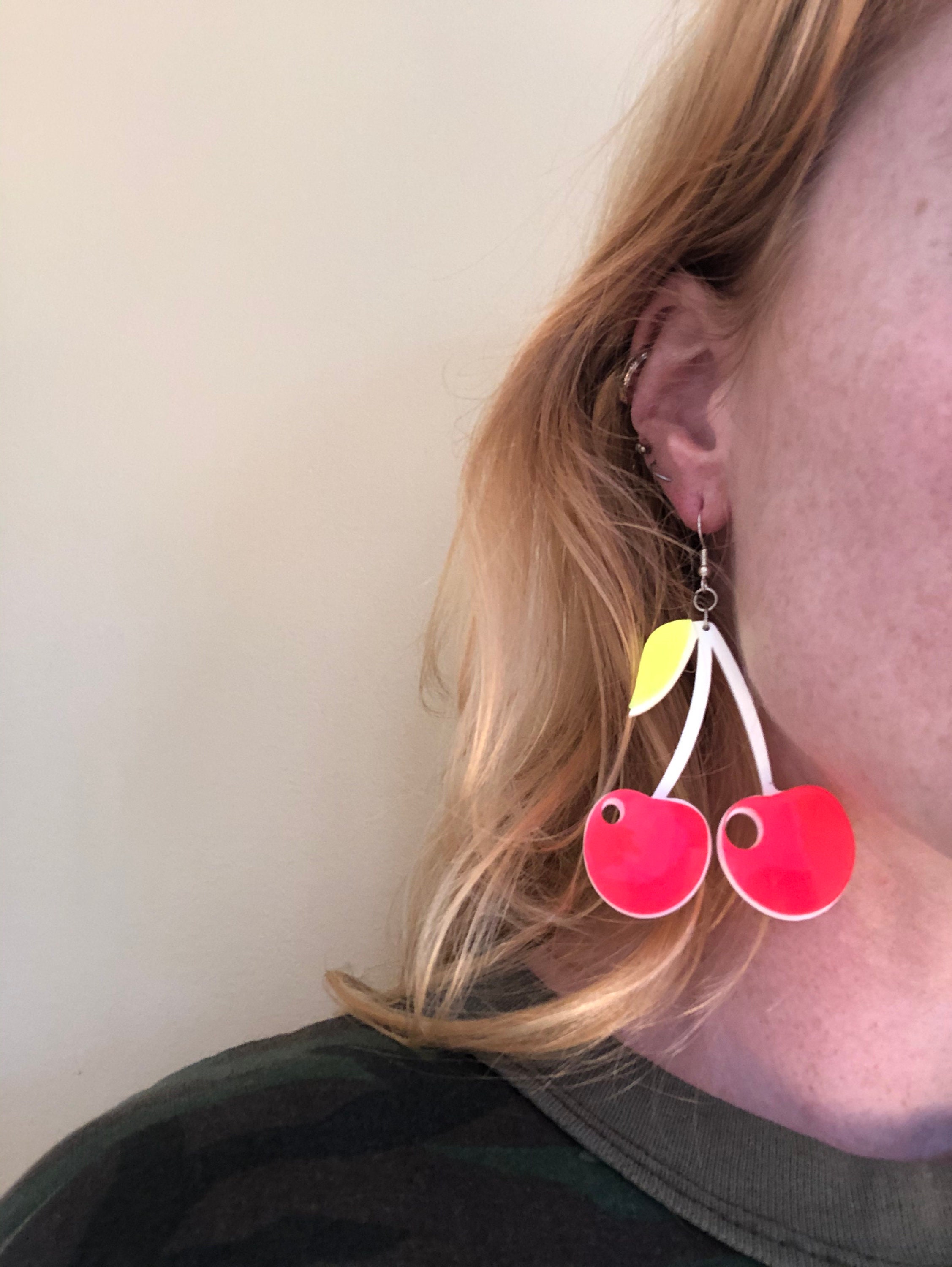 GimmeSomeShop Florescent Cherry Earrings