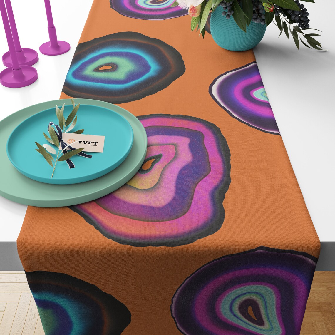 Agate Geo Pattern Table Runner Boho Eclectic Home Decor Linen - Etsy