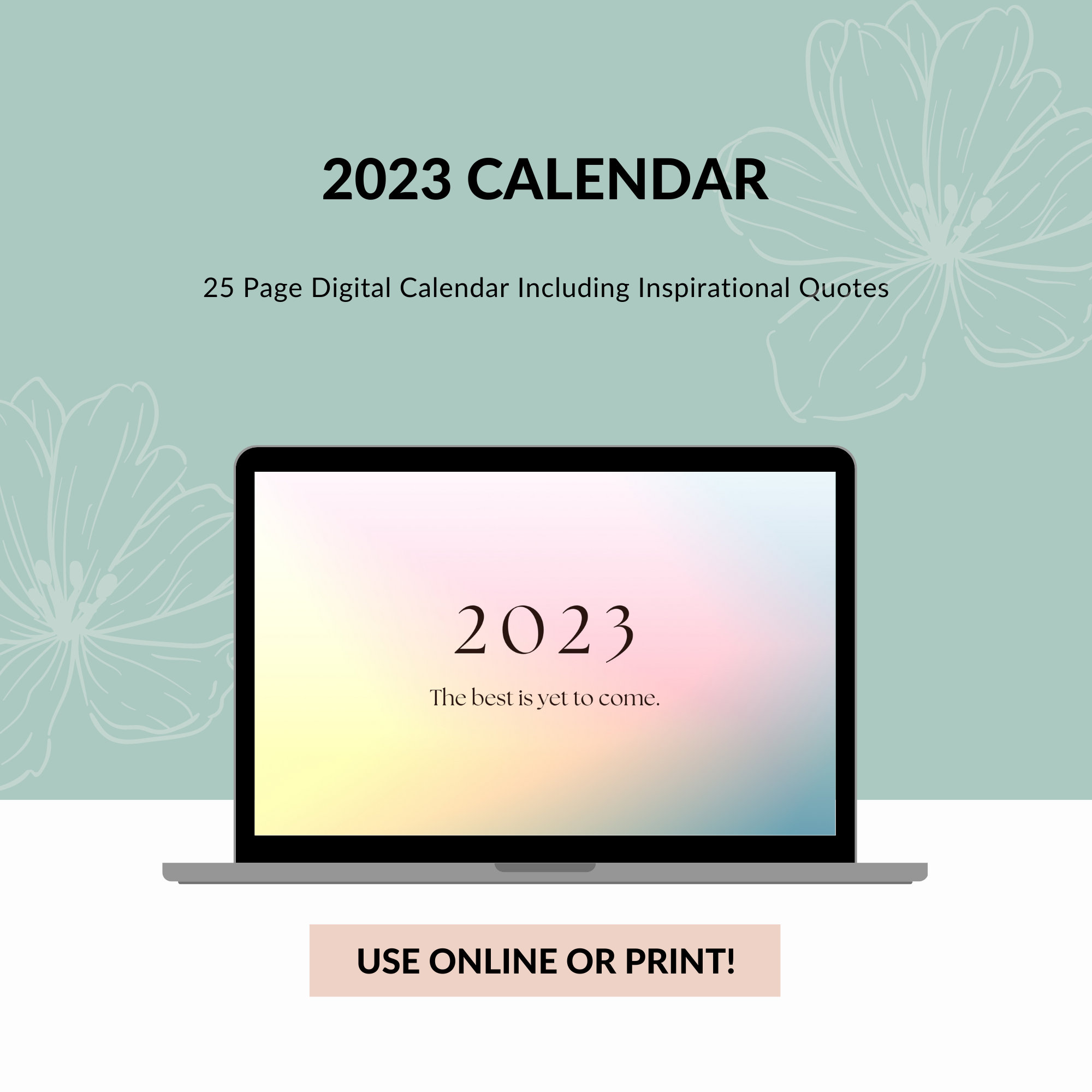 2023 Calendar Editable/printable Calendar With Inspirational Quotes - Etsy