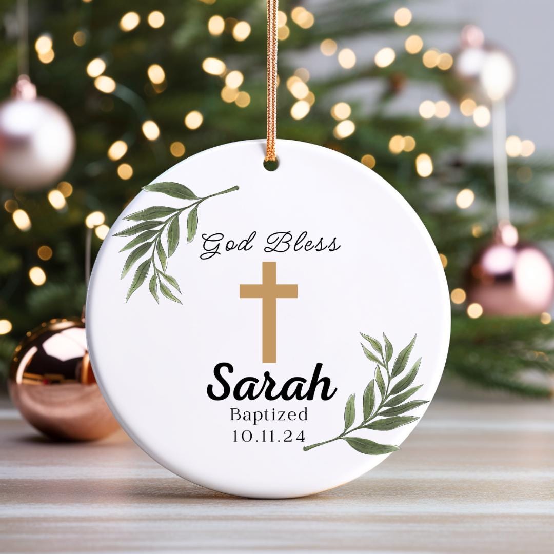 Personalized Baptism Ornament, God Bless Christening Ornament, Custom ...
