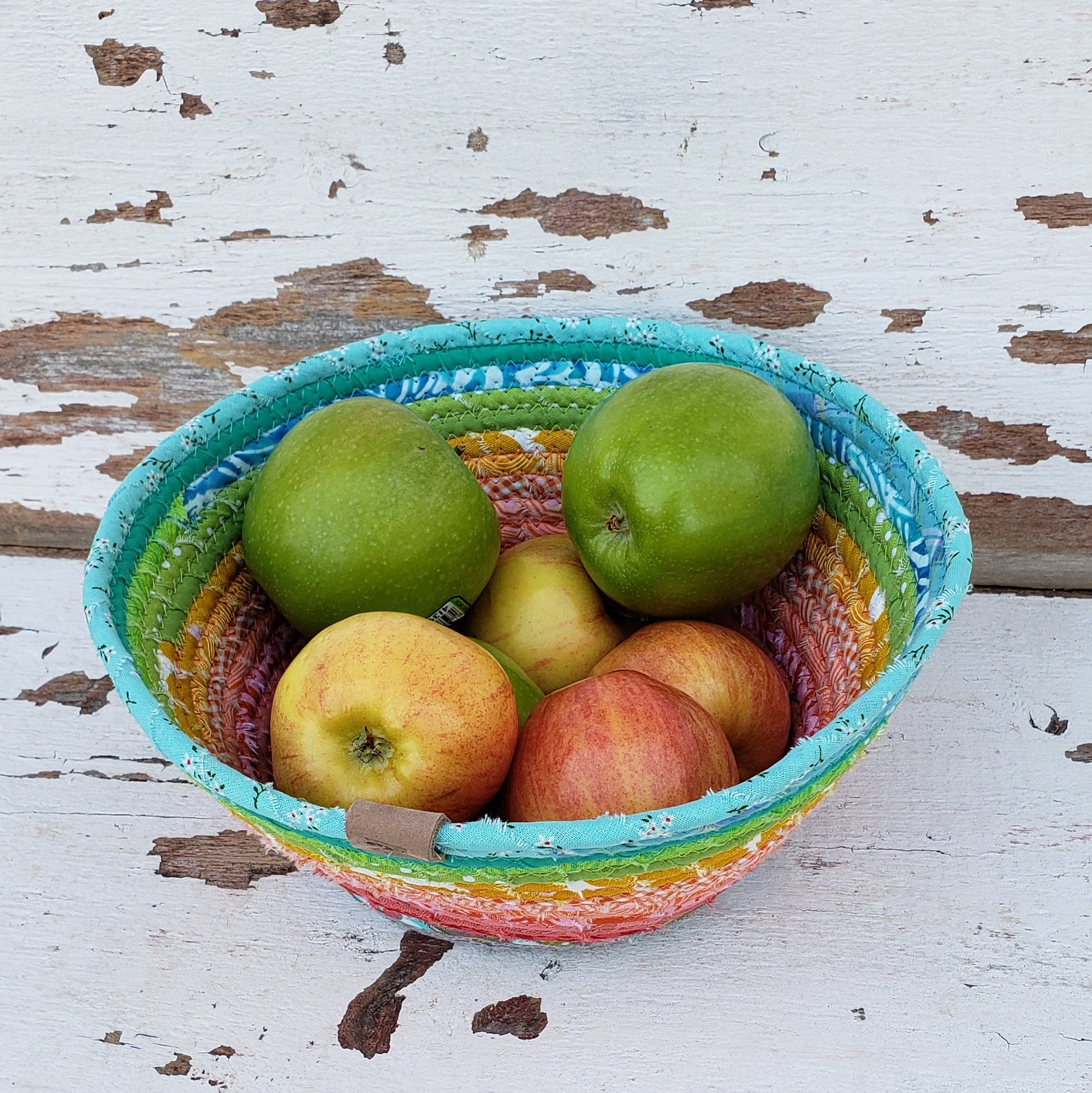 Fabric Scrap Bowl Fragrant Blossoms Colorful Rope Bowl | Etsy