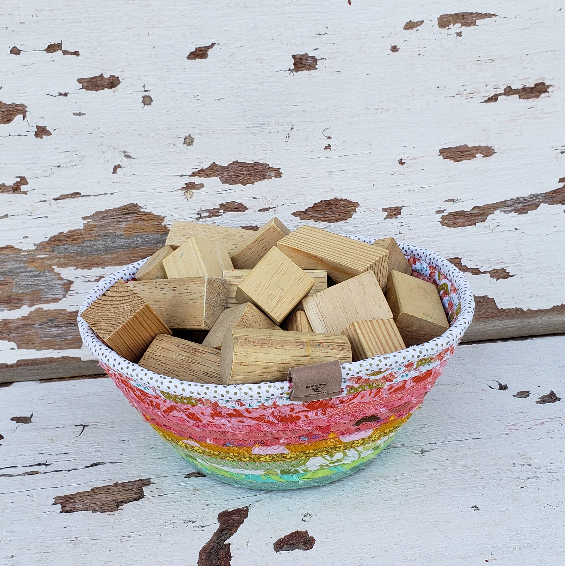 Fabric Scrap Bowl vintage Sunflower Colorful Rope Bowl - Etsy
