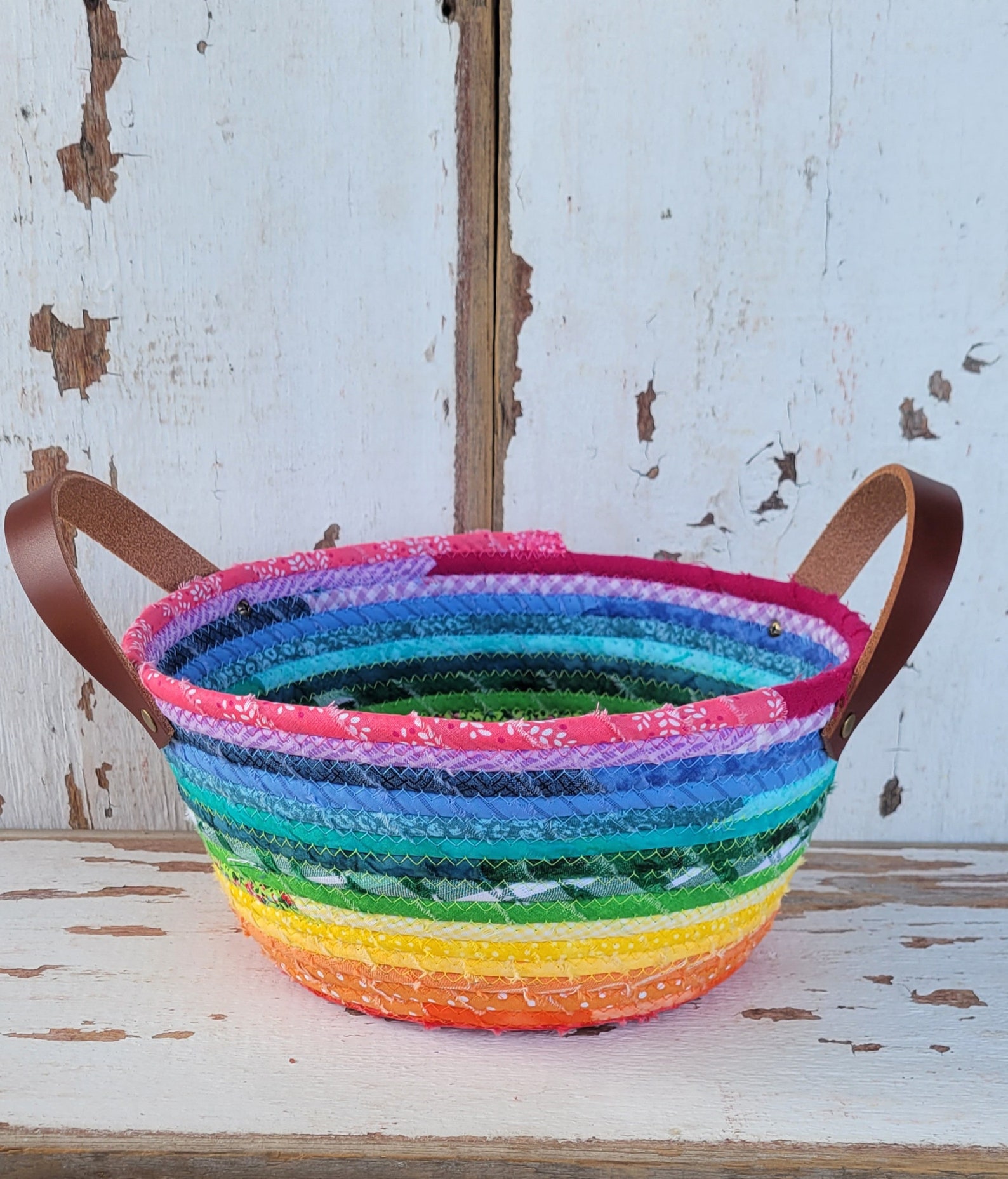 Fabric Scrap Bowl rainbow Large Fabric Bowl Big Fabric | Etsy