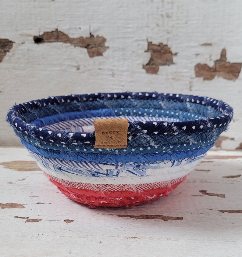 Fabric Scrap Bowl stars and Stripes Fabric Rope Bowl - Etsy