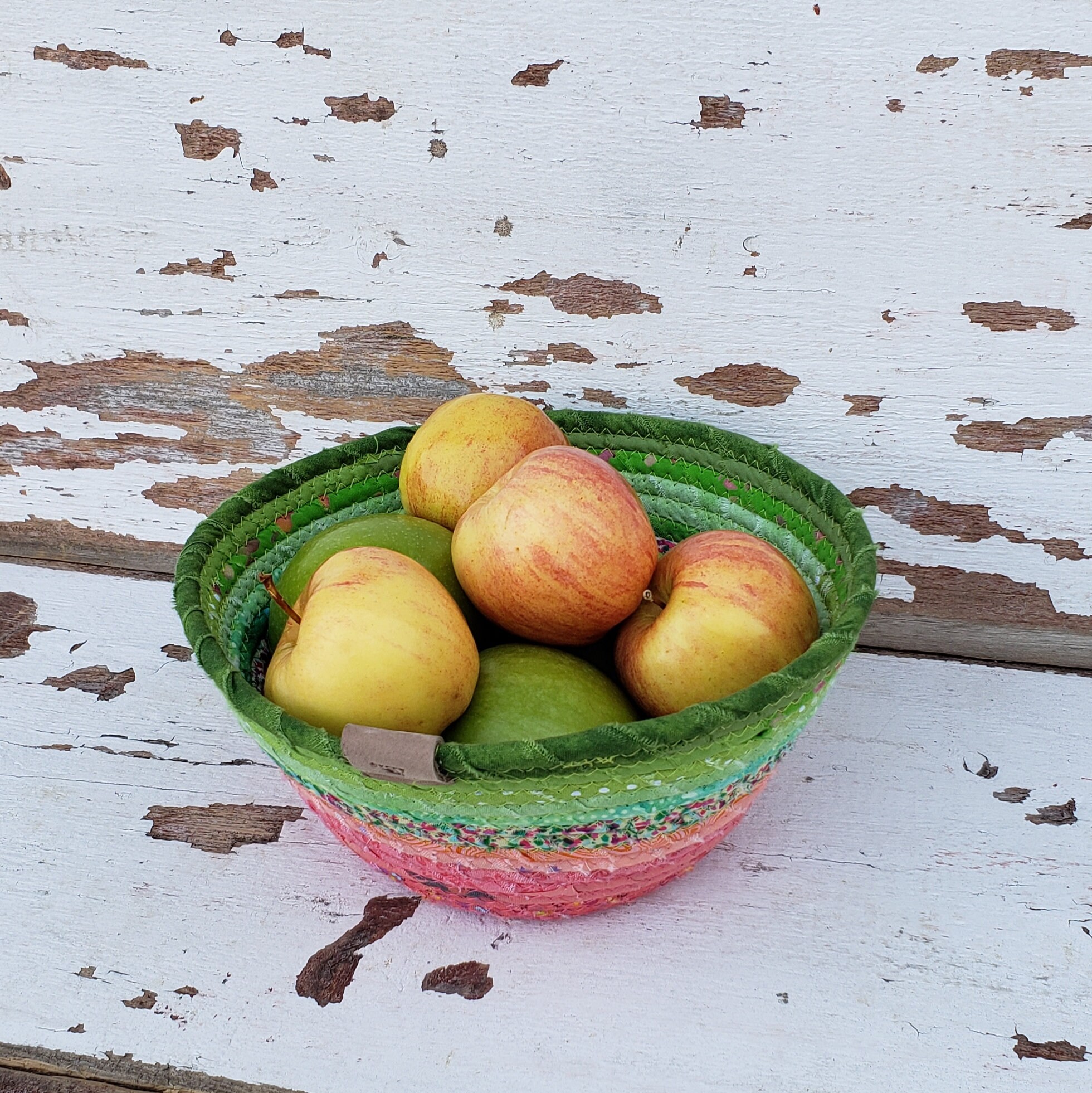 Fabric Scrap Bowl watermelon Colorful Rope Bowl Large - Etsy