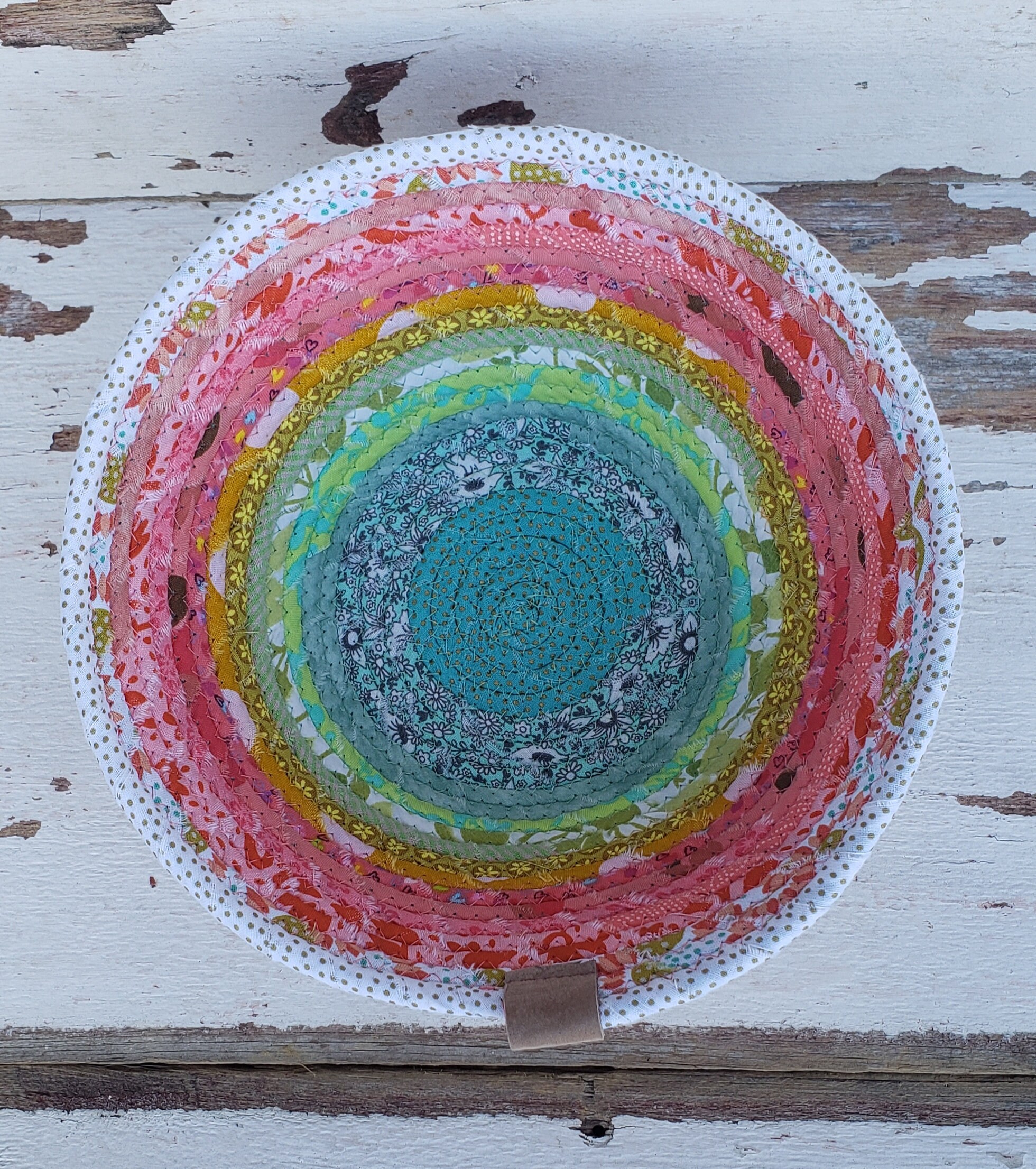 Fabric Scrap Bowl vintage Sunflower Colorful Rope Bowl - Etsy