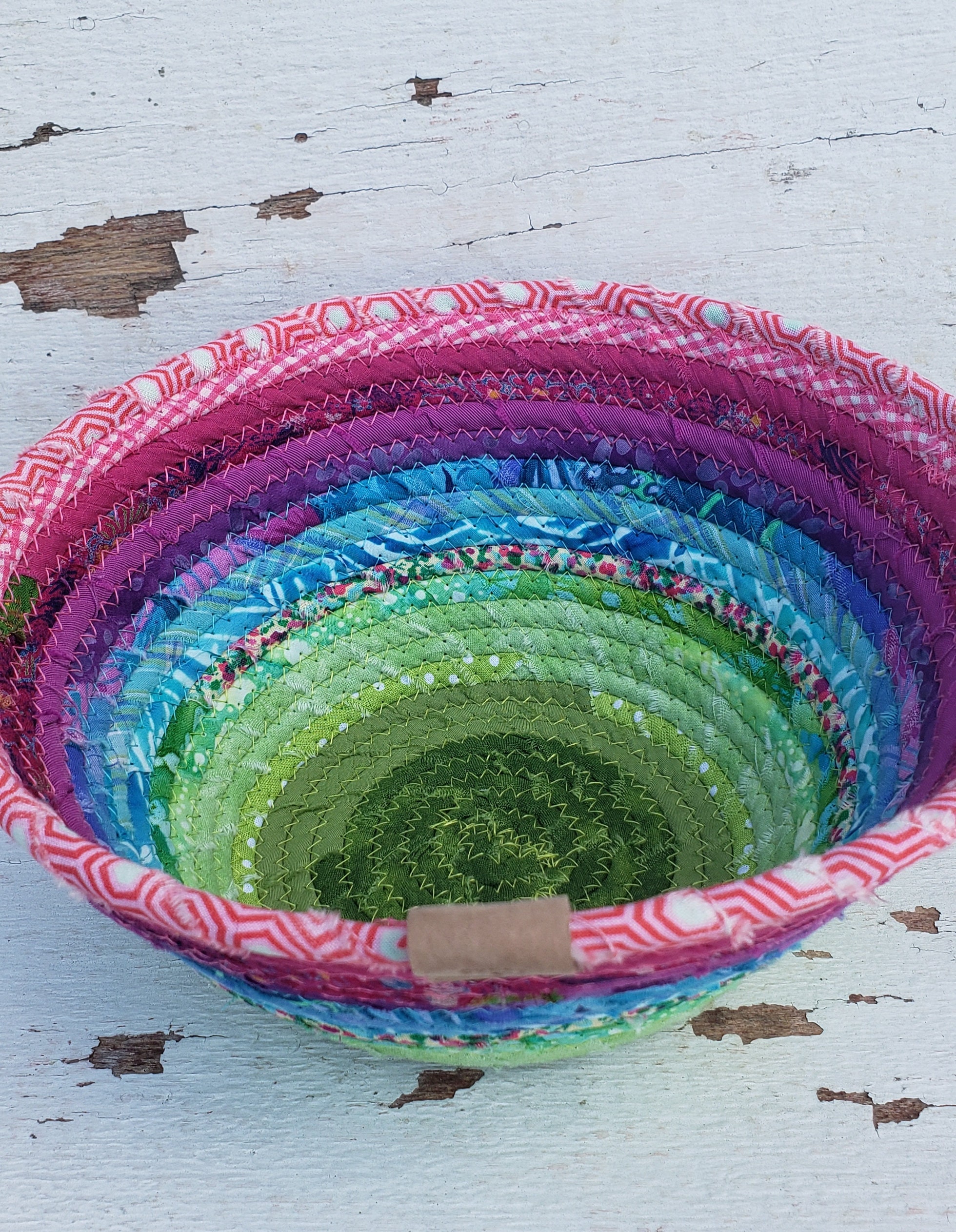 Fabric Scrap Bowl vibrant Colorful Rope Bowl Large - Etsy