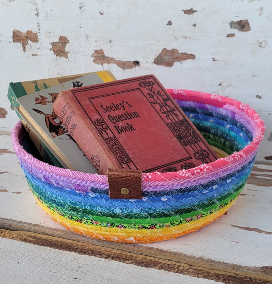 Fabric Scrap Tray rainbow Large Fabric Tray, Fabric Basket, Rope Basket ...