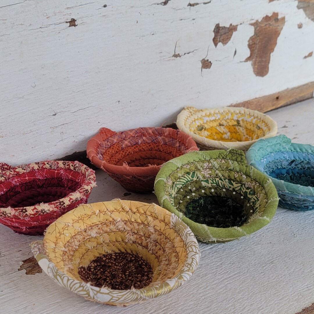 Fabric Scrap Bowls - {autumn} - Jewelry Dish, Rope Bowl, Tiny Rope Bowl ...