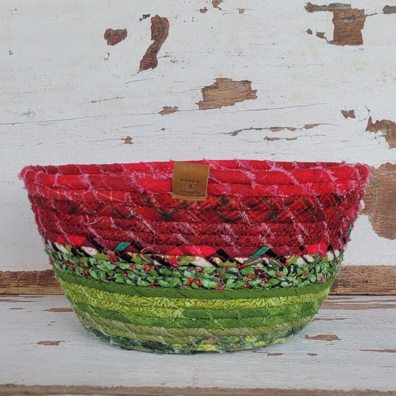 Fabric Scrap Bowl christmastime Fabric Rope Bowl Rope - Etsy