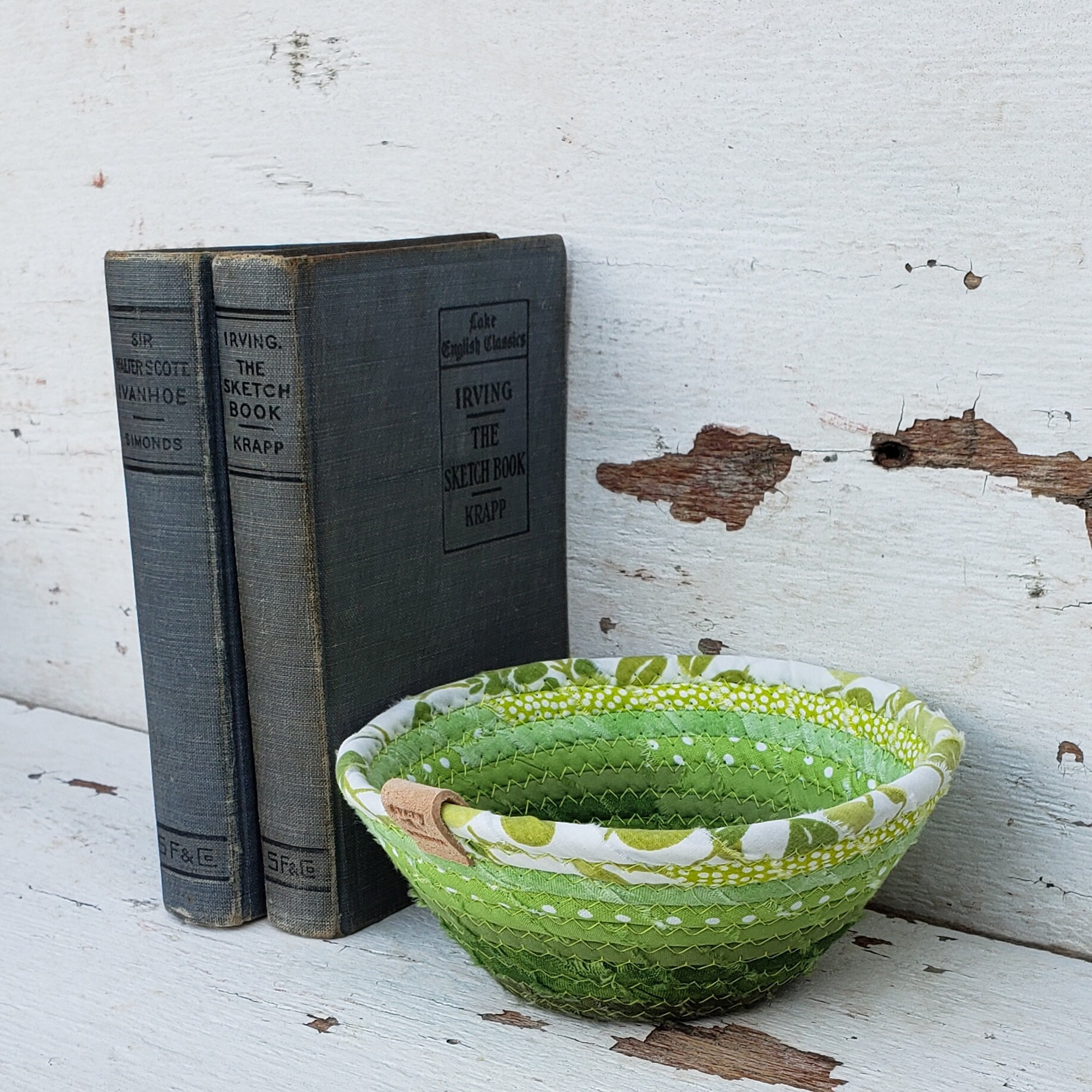 Fabric Scrap Bowl leafy Green Fabric Scrap Bowl Rope - Etsy