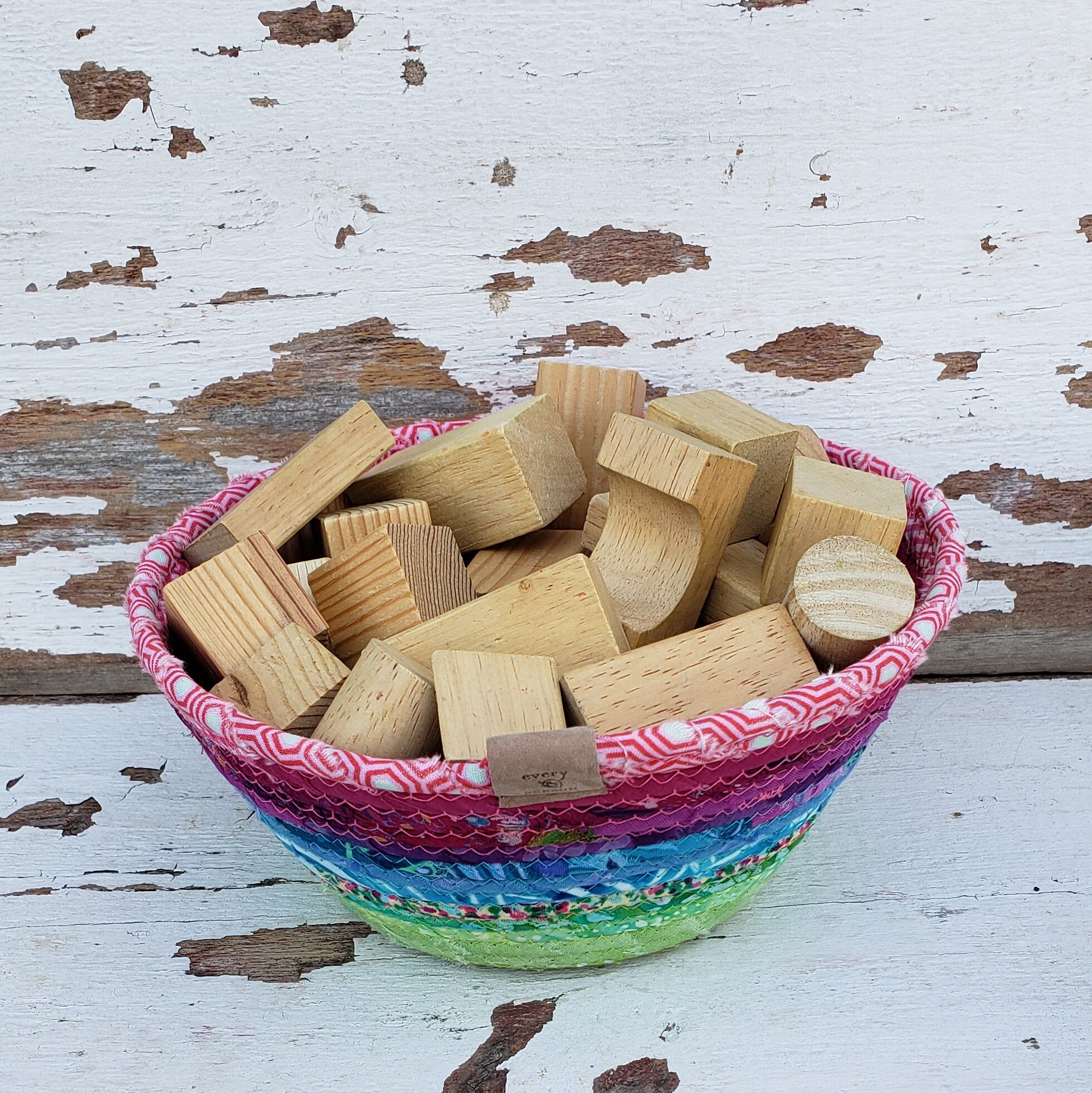 Fabric Scrap Bowl vibrant Colorful Rope Bowl Large - Etsy