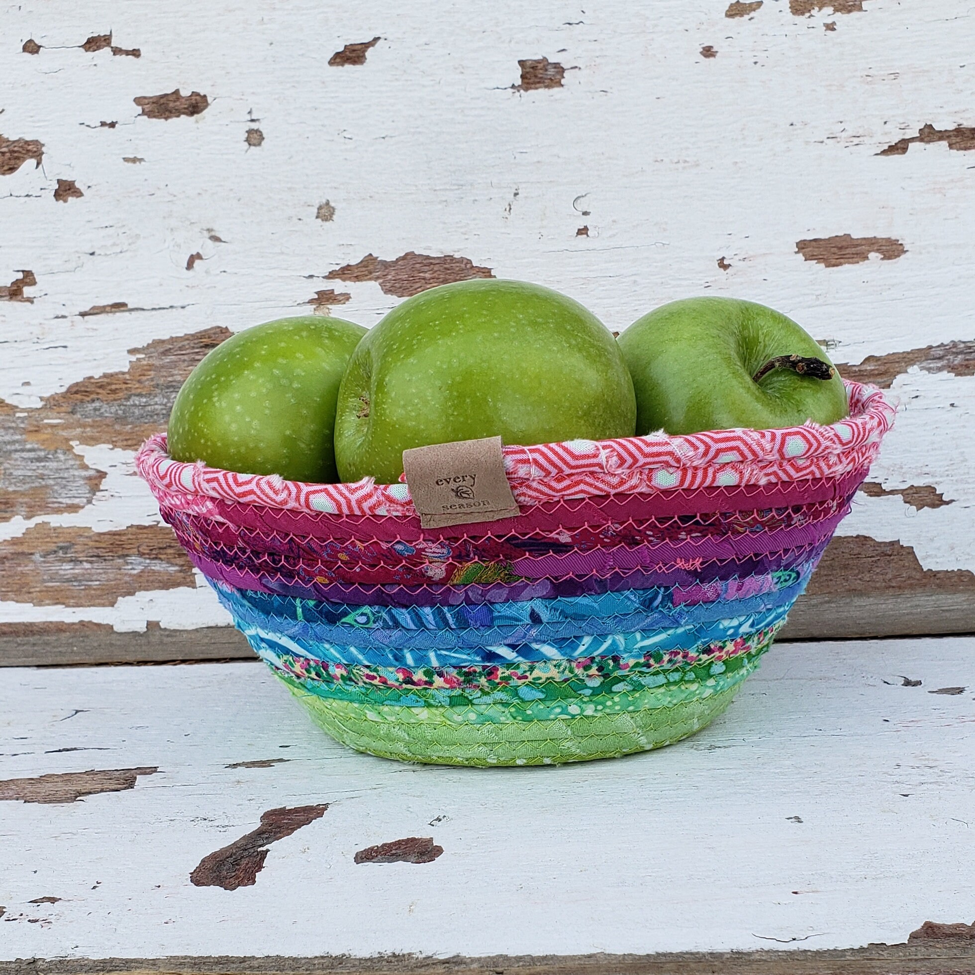 Fabric Scrap Bowl vibrant Colorful Rope Bowl Large - Etsy
