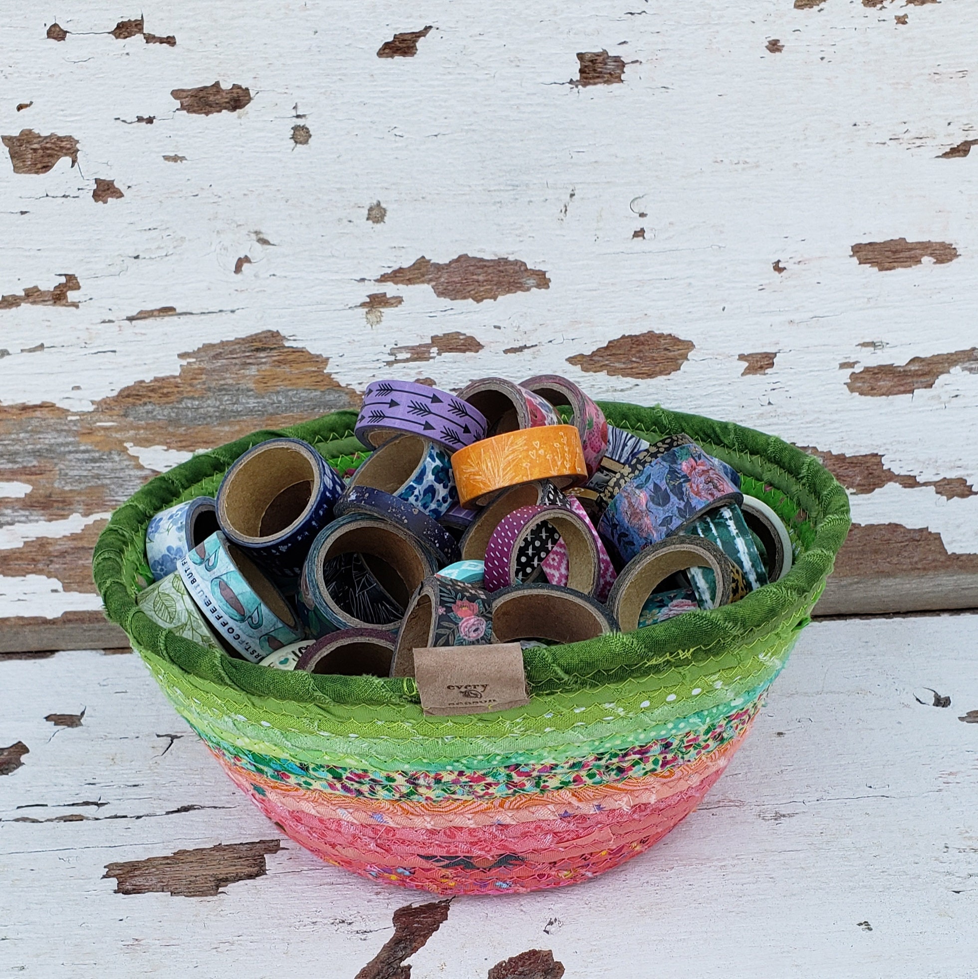 Fabric Scrap Bowl watermelon Colorful Rope Bowl Large - Etsy