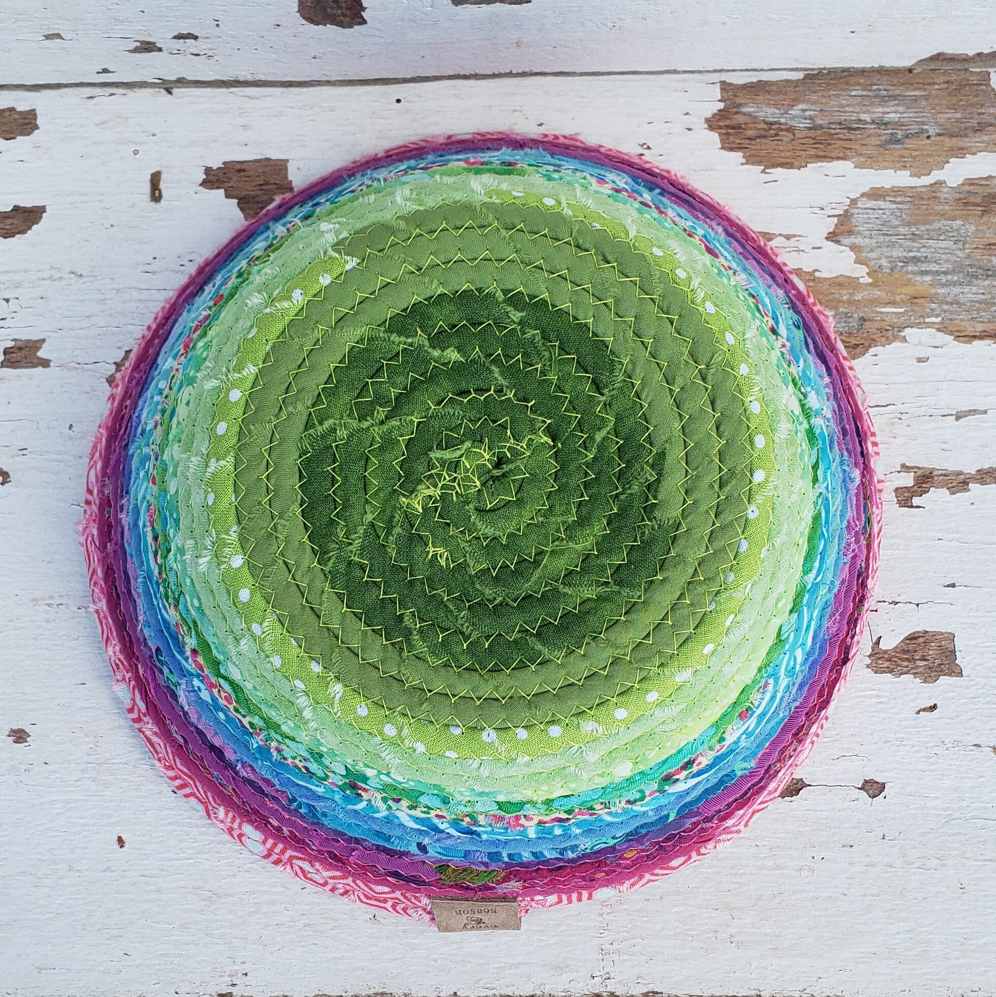 Fabric Scrap Bowl vibrant Colorful Rope Bowl Large - Etsy