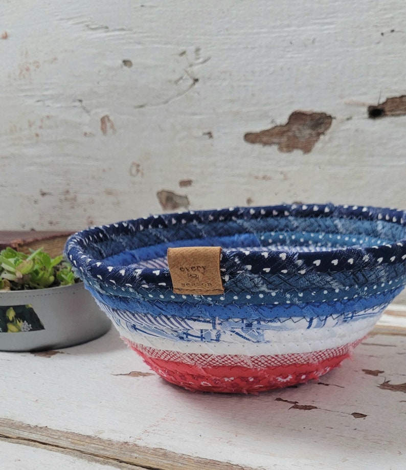 Fabric Scrap Bowl stars and Stripes Fabric Rope Bowl | Etsy