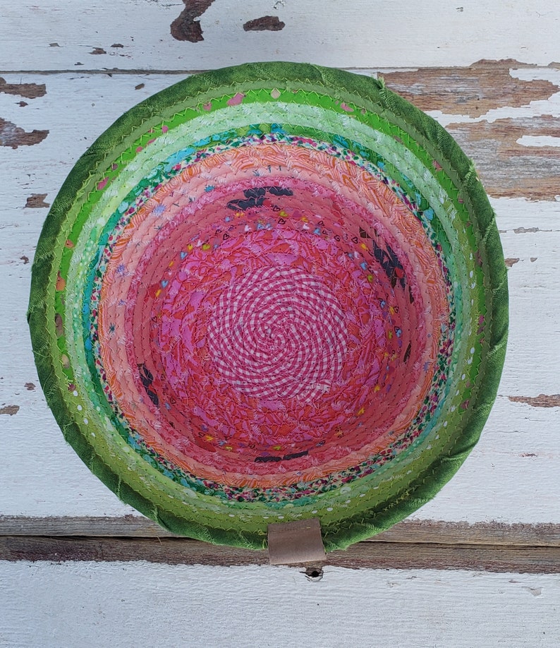 Fabric Scrap Bowl watermelon Colorful Rope Bowl Large - Etsy
