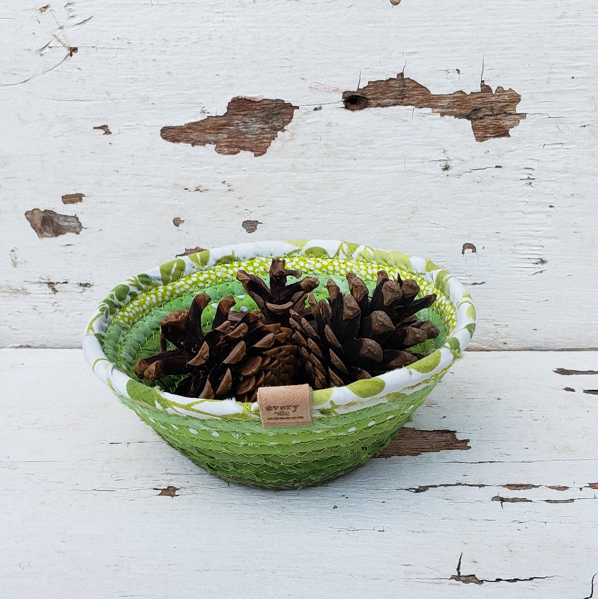Fabric Scrap Bowl leafy Green Fabric Scrap Bowl Rope - Etsy