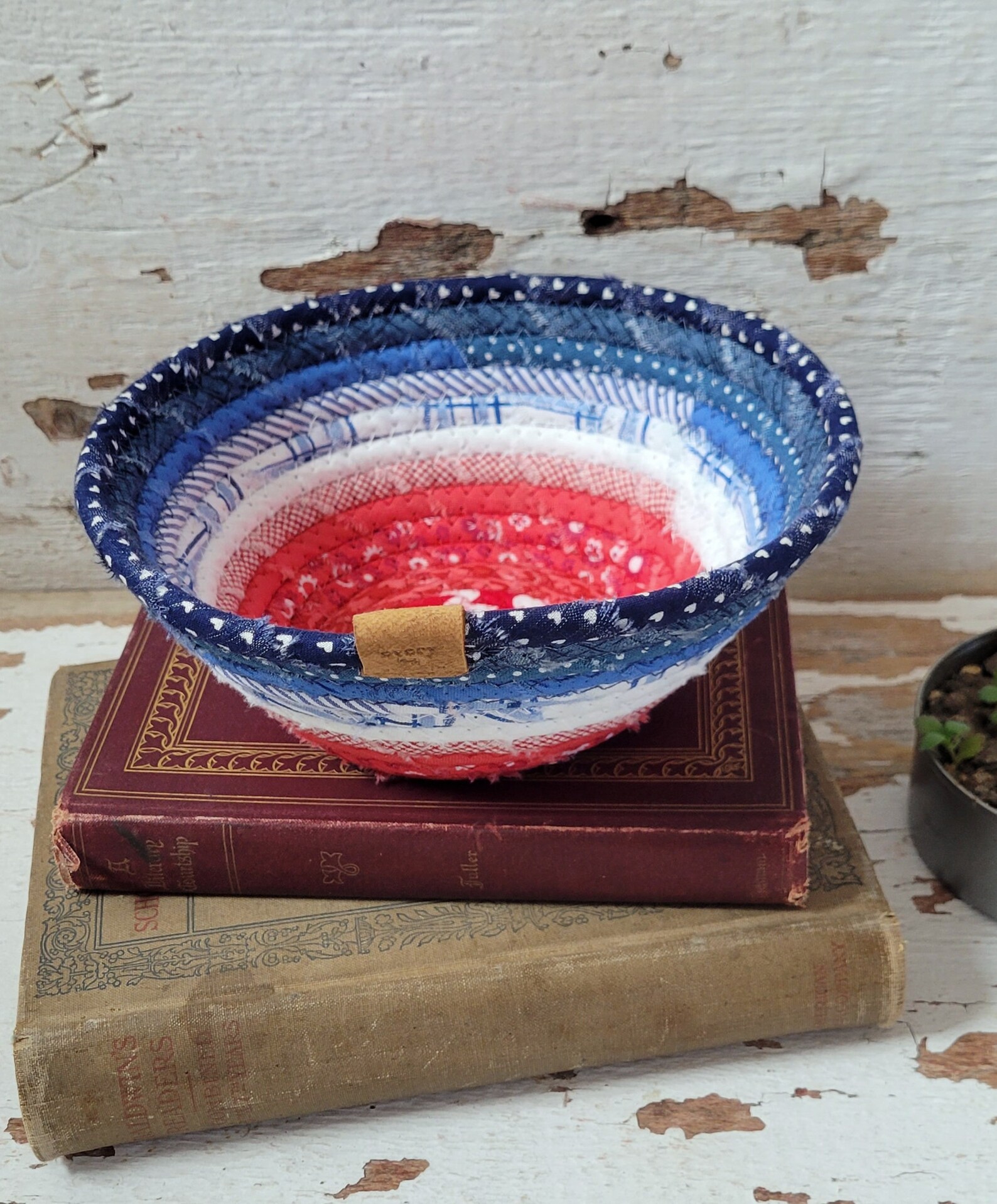 Fabric Scrap Bowl stars and Stripes Fabric Rope Bowl | Etsy