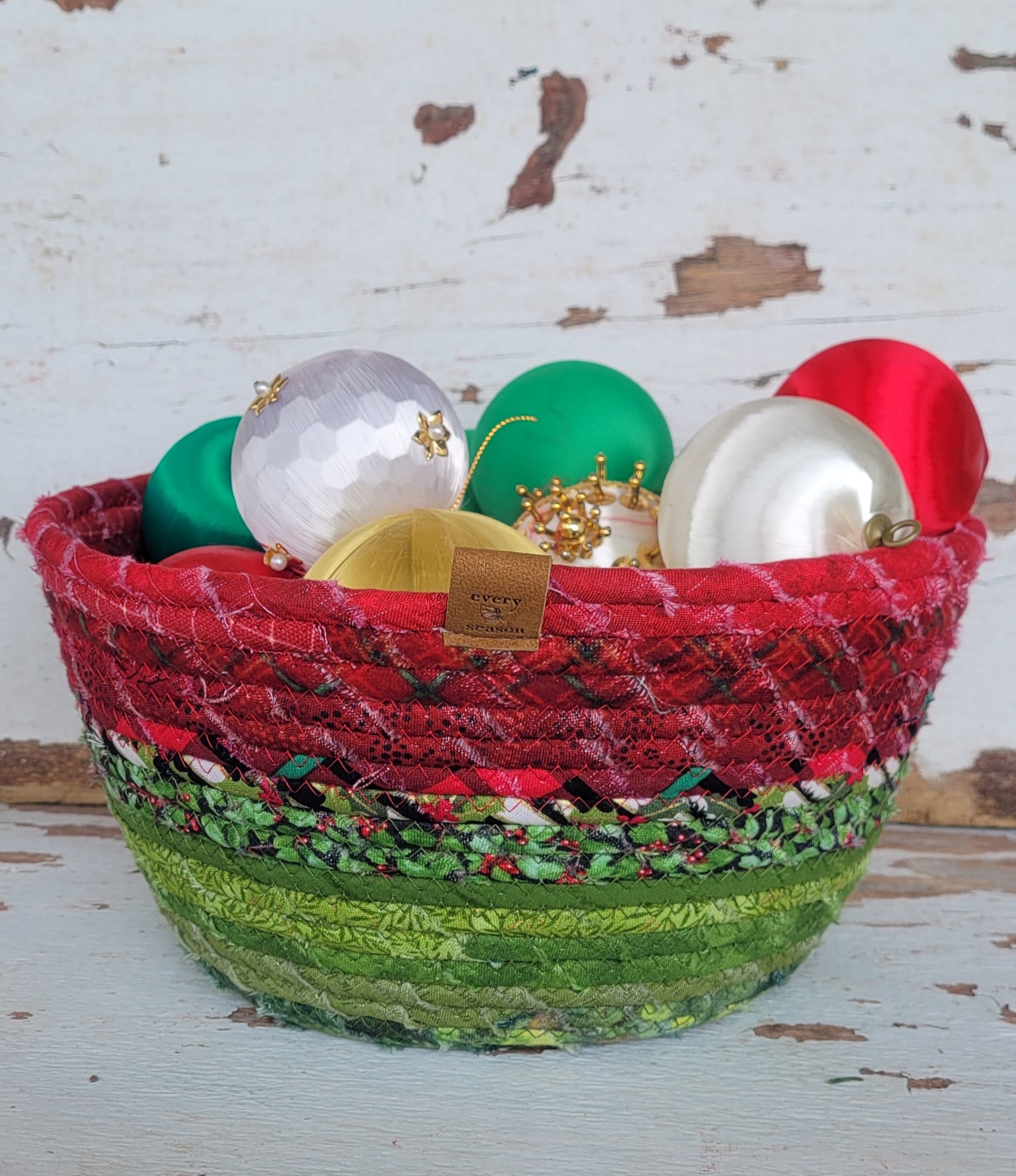 Fabric Scrap Bowl christmastime Fabric Rope Bowl Rope - Etsy