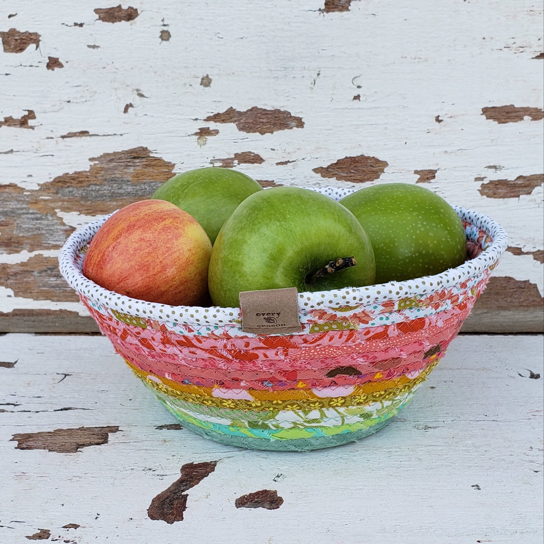 Fabric Scrap Bowl vintage Sunflower Colorful Rope Bowl - Etsy