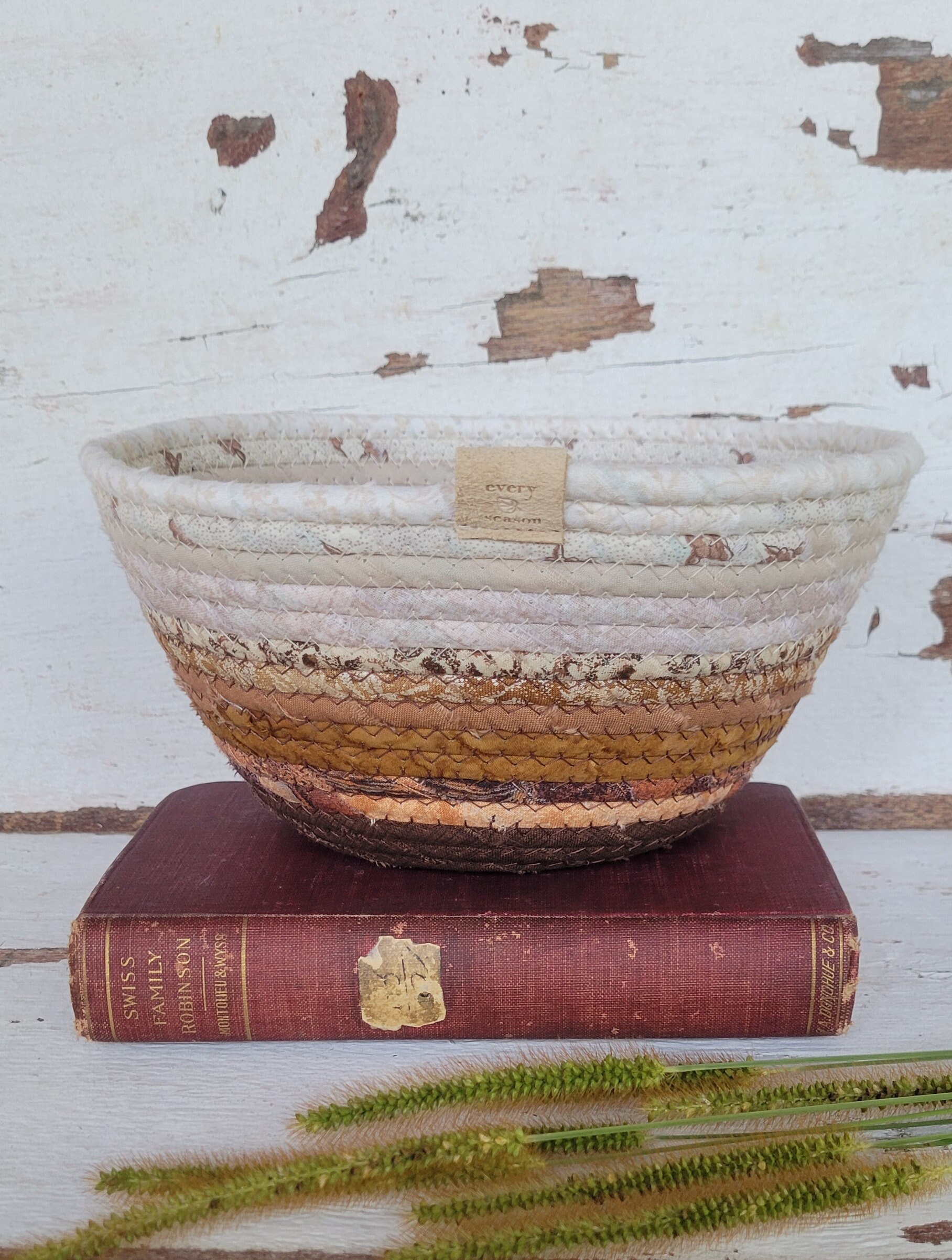 Fabric Scrap Bowl hot Cocoa Fall Decor Fall Basket | Etsy