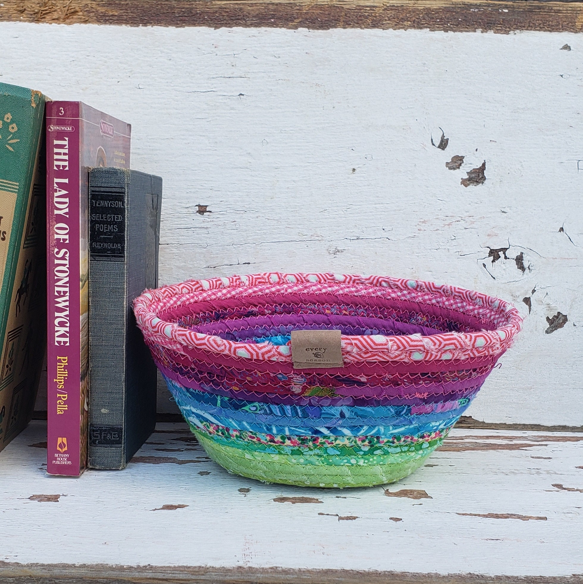 Fabric Scrap Bowl vibrant Colorful Rope Bowl Large - Etsy