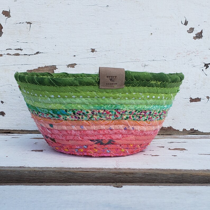 Fabric Scrap Bowl watermelon Colorful Rope Bowl Large - Etsy
