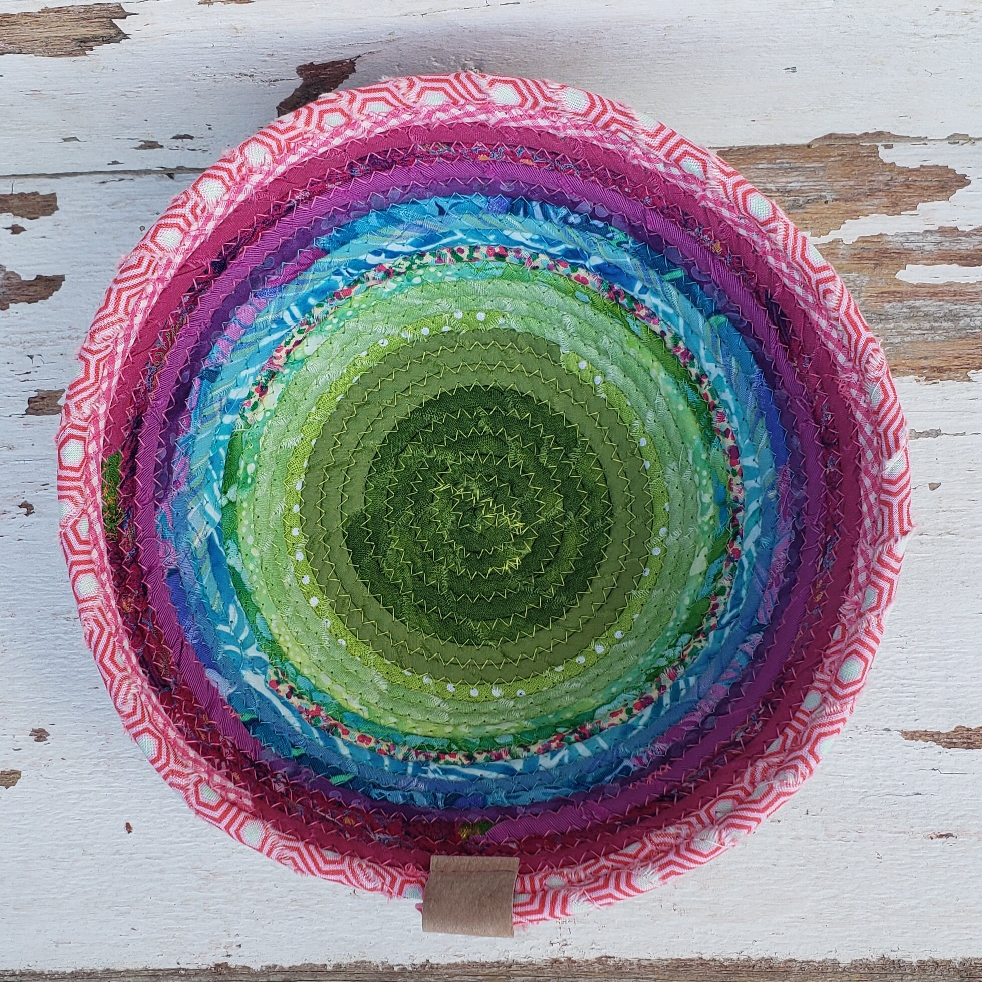 Fabric Scrap Bowl vibrant Colorful Rope Bowl Large - Etsy