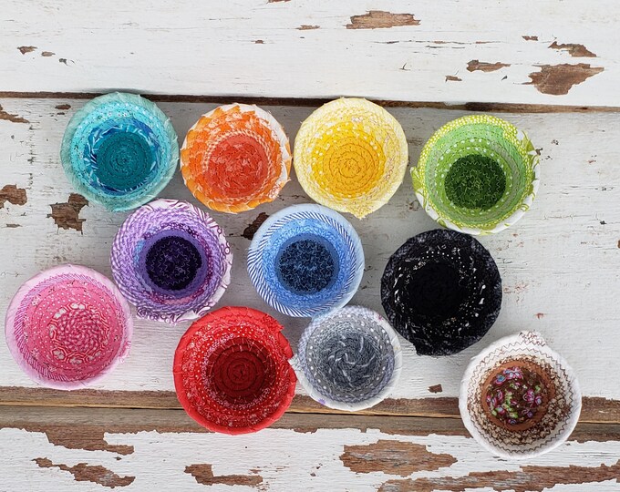 Fabric Scrap Bowls jewelry Dishes Rope Bowl, Tiny Rope Bowl, Trinket ...