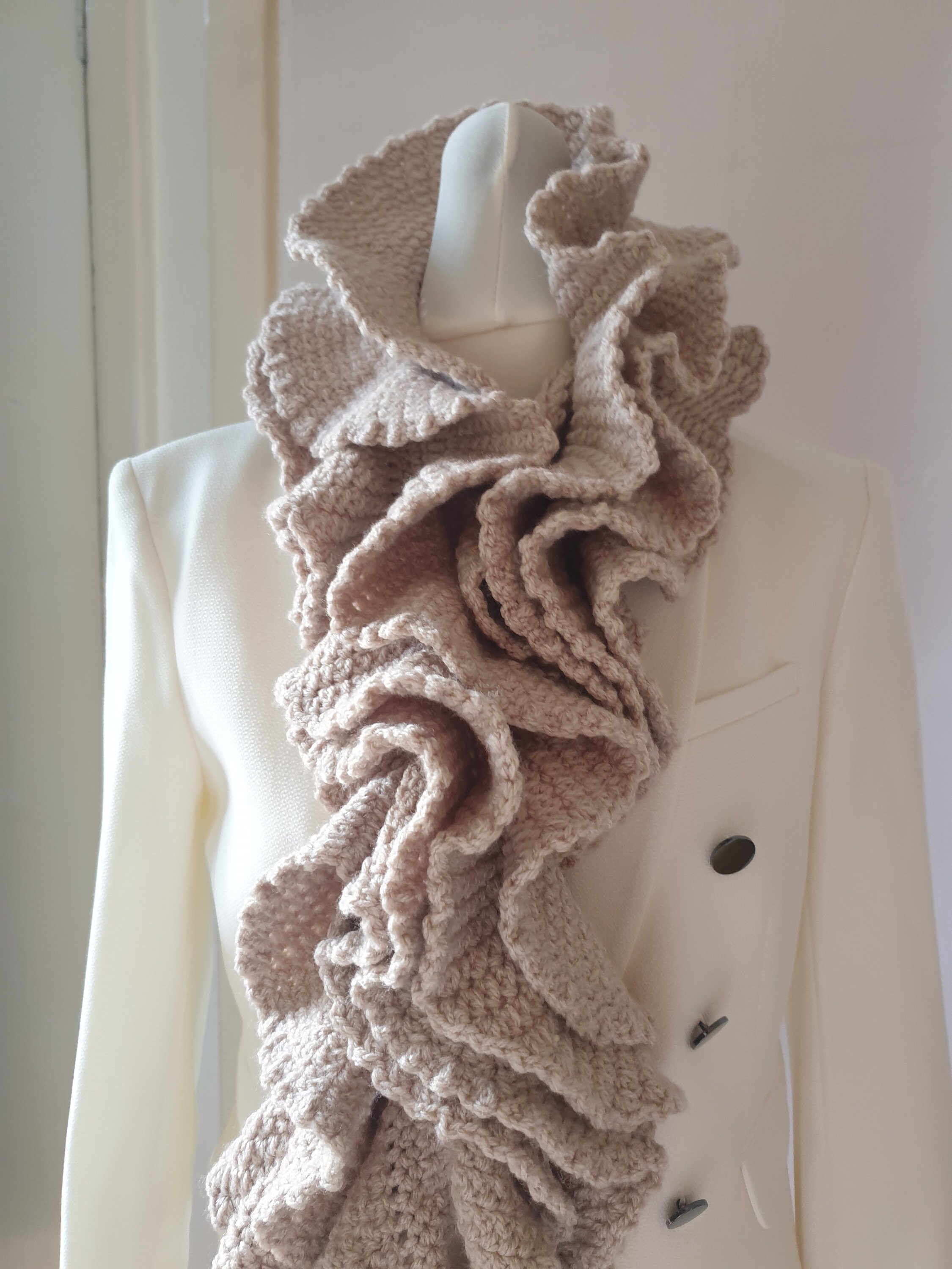 Hand Crochet Glamorous Scarf With Matching Headband - Etsy