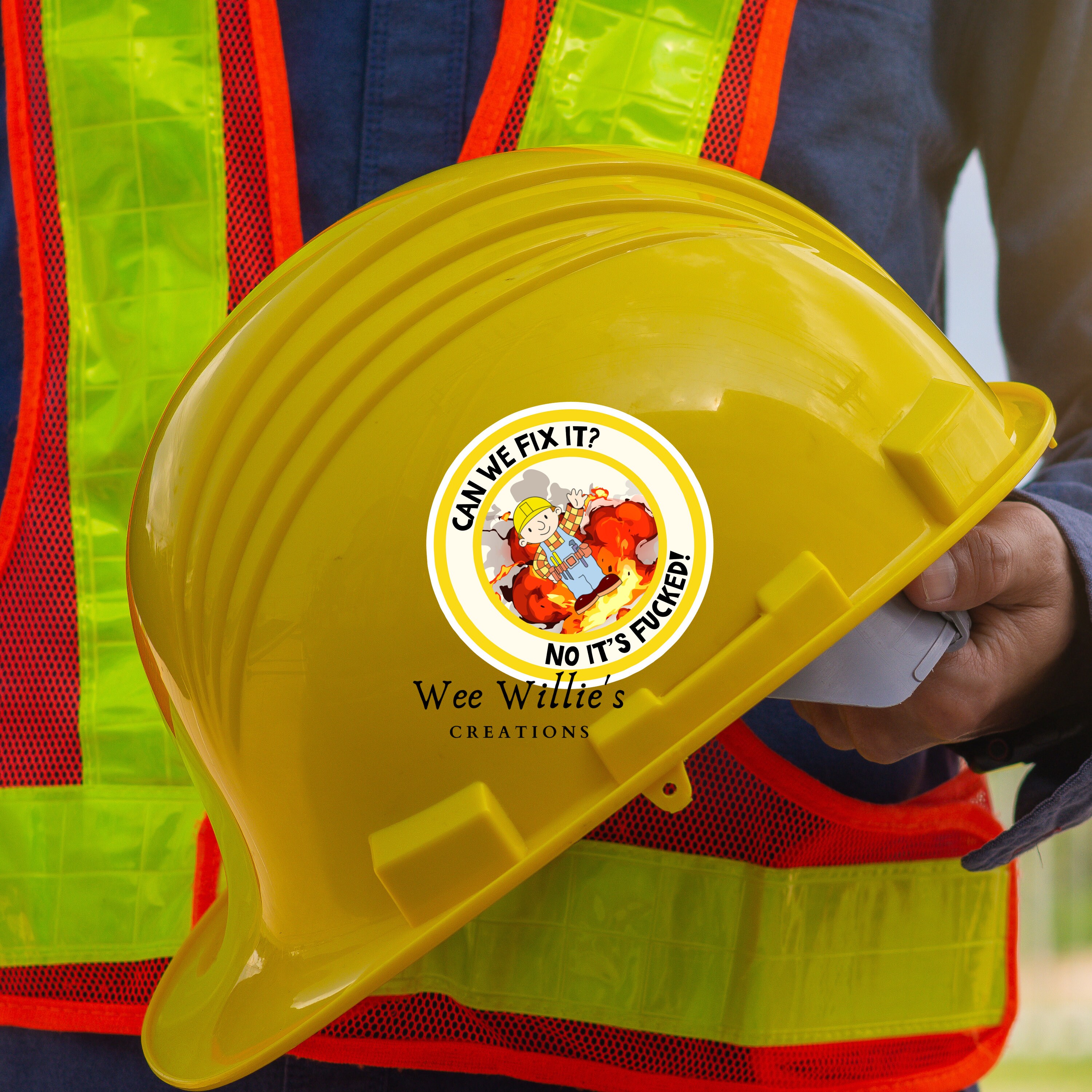 Funny Builder Sticker: Can We Fix It? Waterproof Vinyl Decal - Etsy