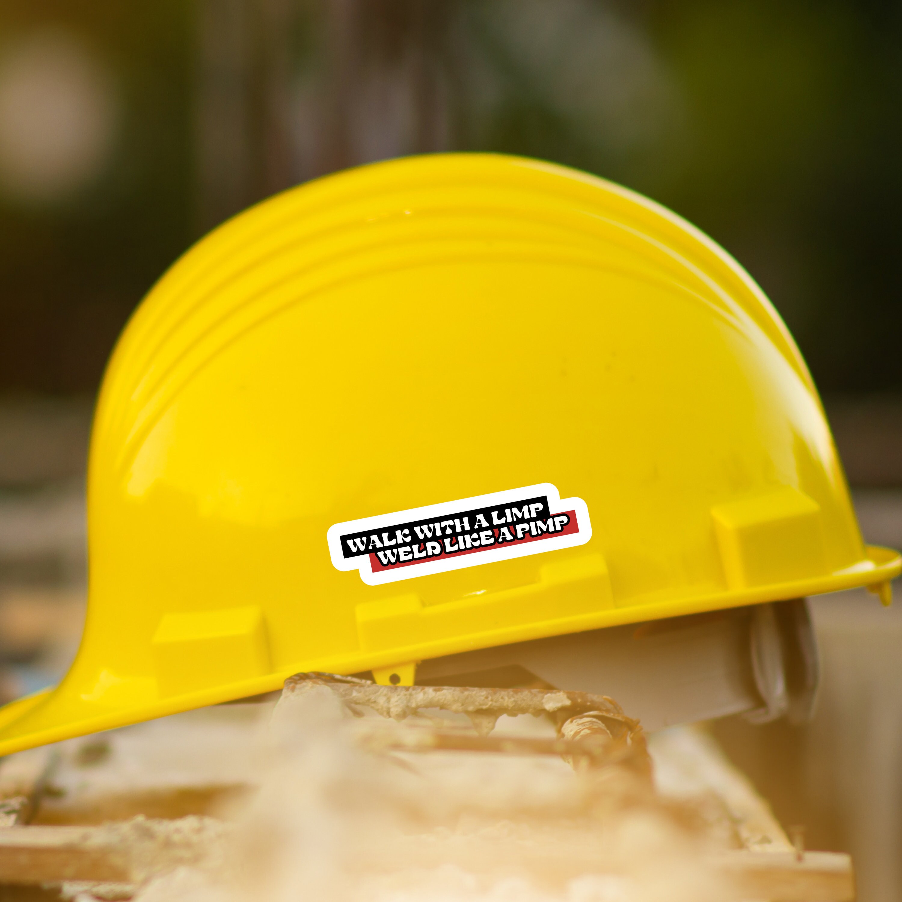 Walk With Limp Weld Like a Pimp, Pimp, Sticker, Hard Hat Sticker, Men's ...