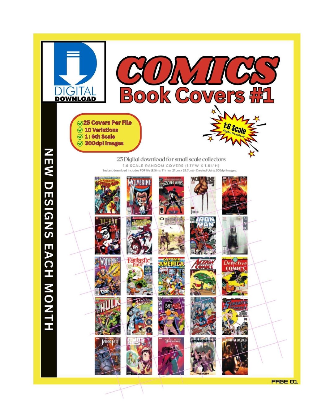 Miniature Scale Comics Book Front Covers Series 1 1:6 Scale 300dpi PDF ...