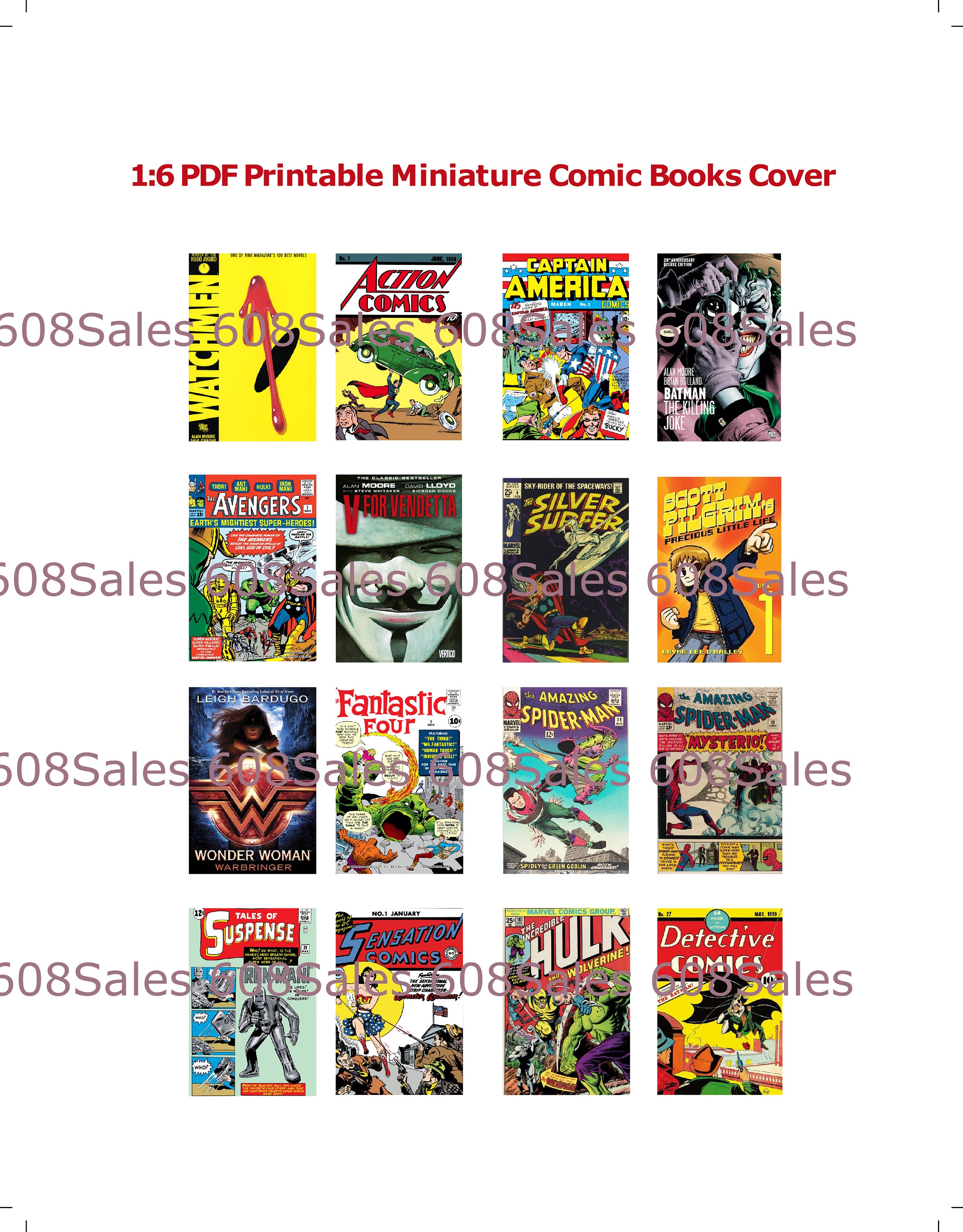 Miniature Scale Comics Book Covers Series 2 1:6 Scale PDF - Etsy Canada