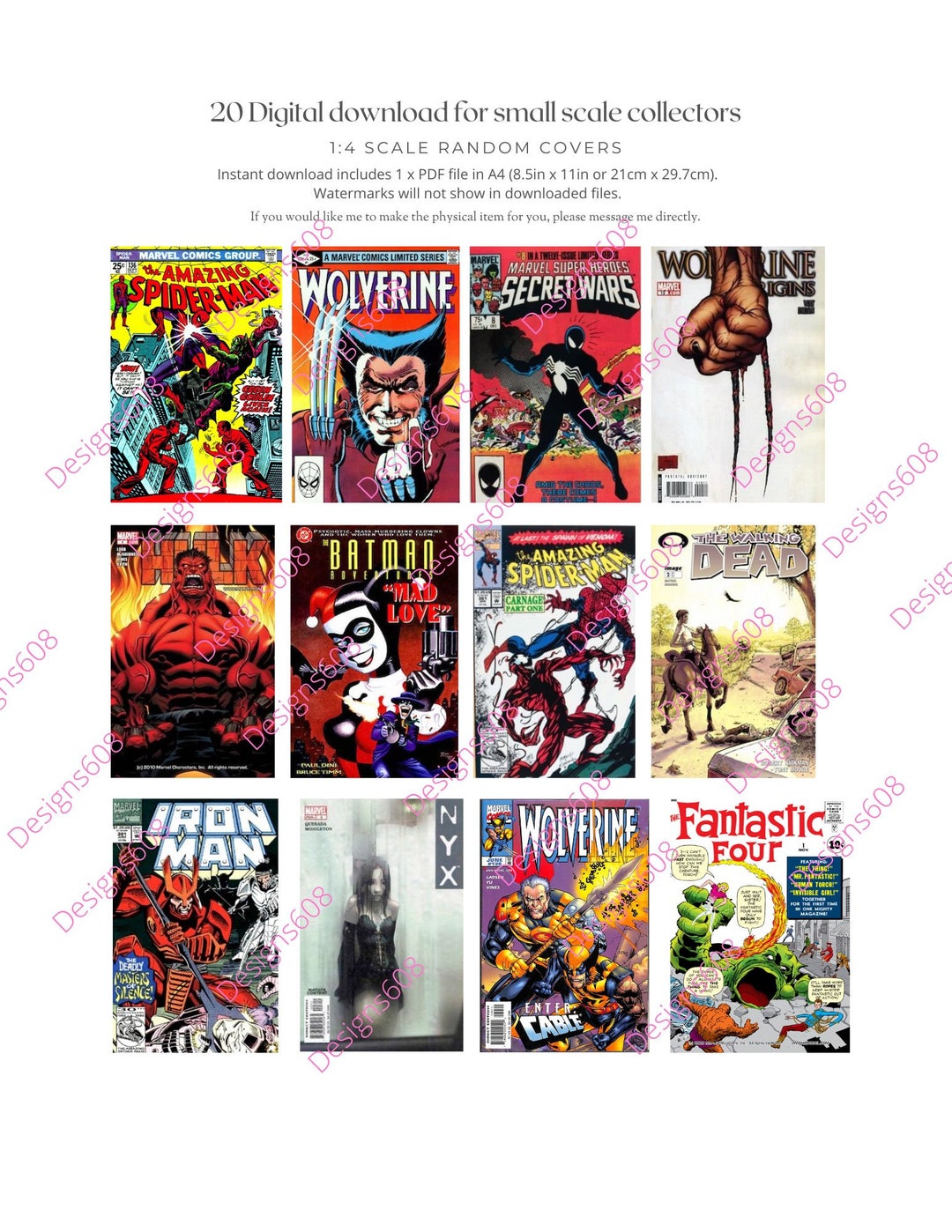 Miniature Scale Comics Book Covers Series 5 1:4 Scale PDF - Etsy Canada