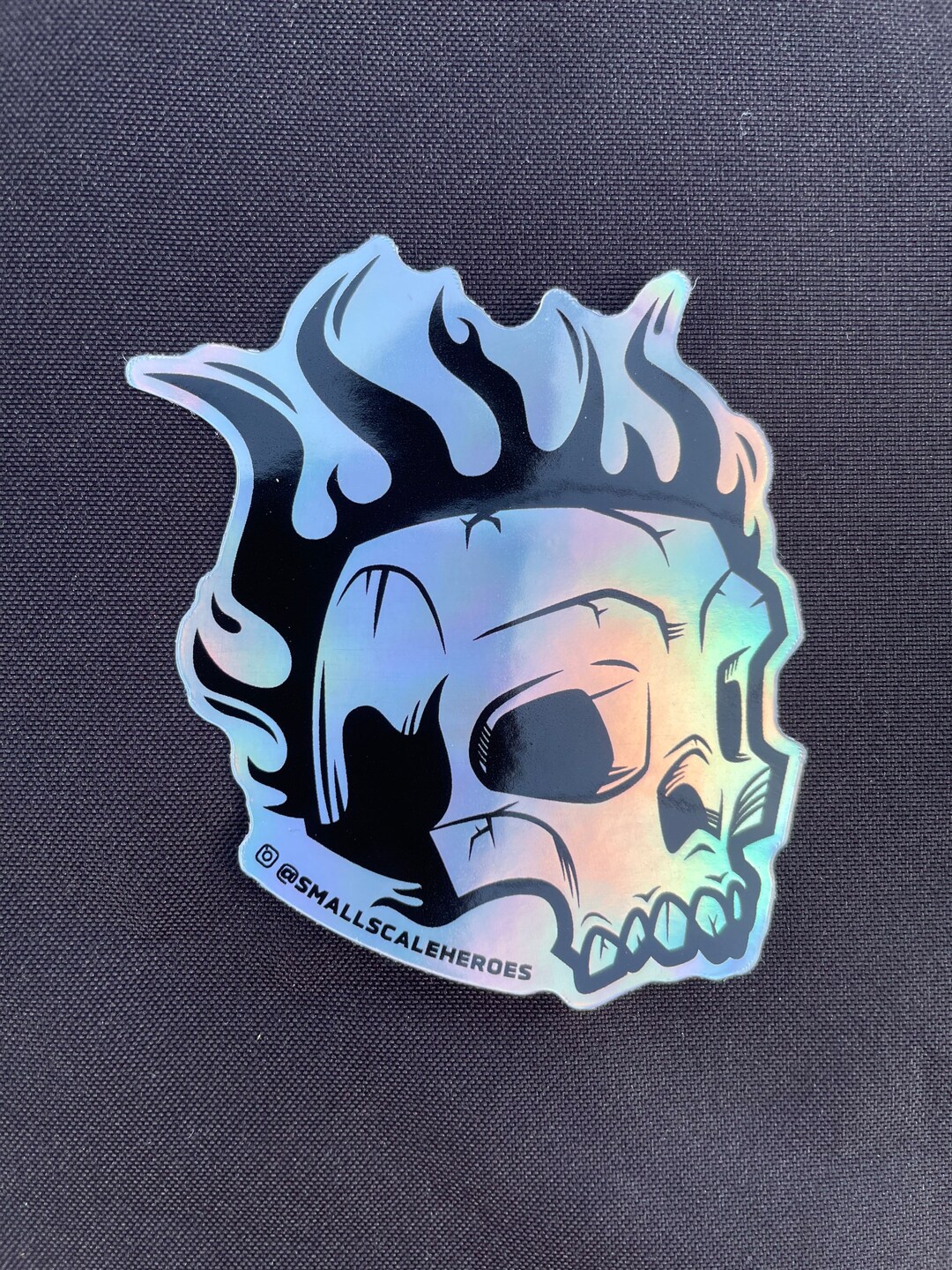 Flaming Skull Oil Slick Chrome Sticker - Etsy