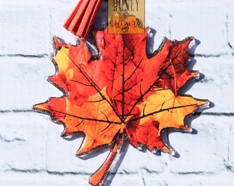 Leather Maple Leaf Keychain - Etsy